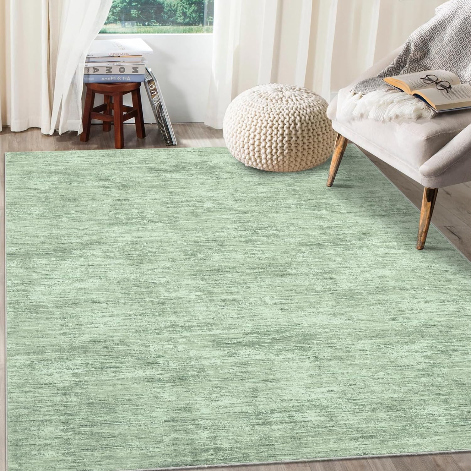 Shininglove Washable Area Rugs 9' x 12' Large Modern Abstract Plain ...