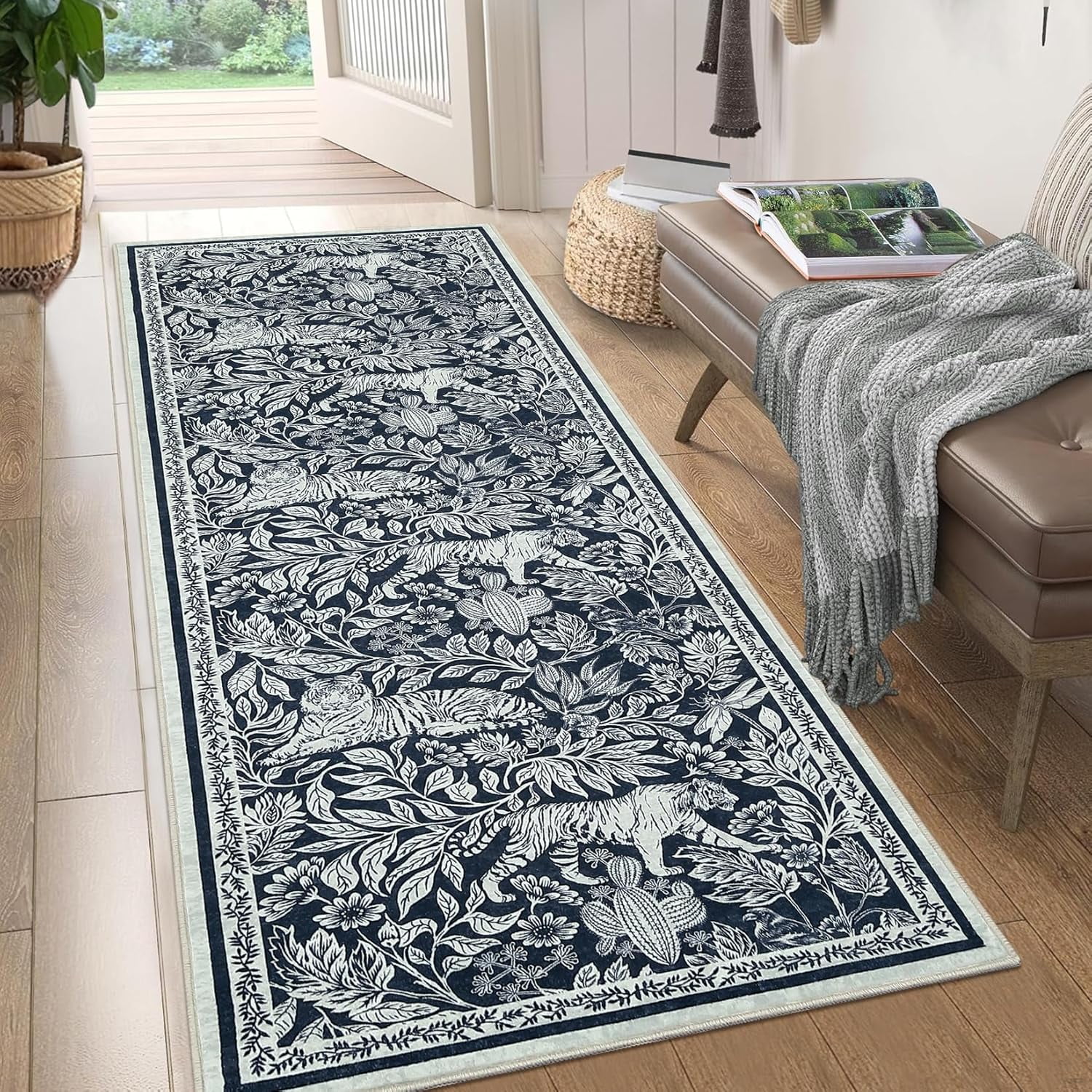 Shininglove Washable Modern Woodcut Area Rugs, Foldable Low Pile Indoor ...