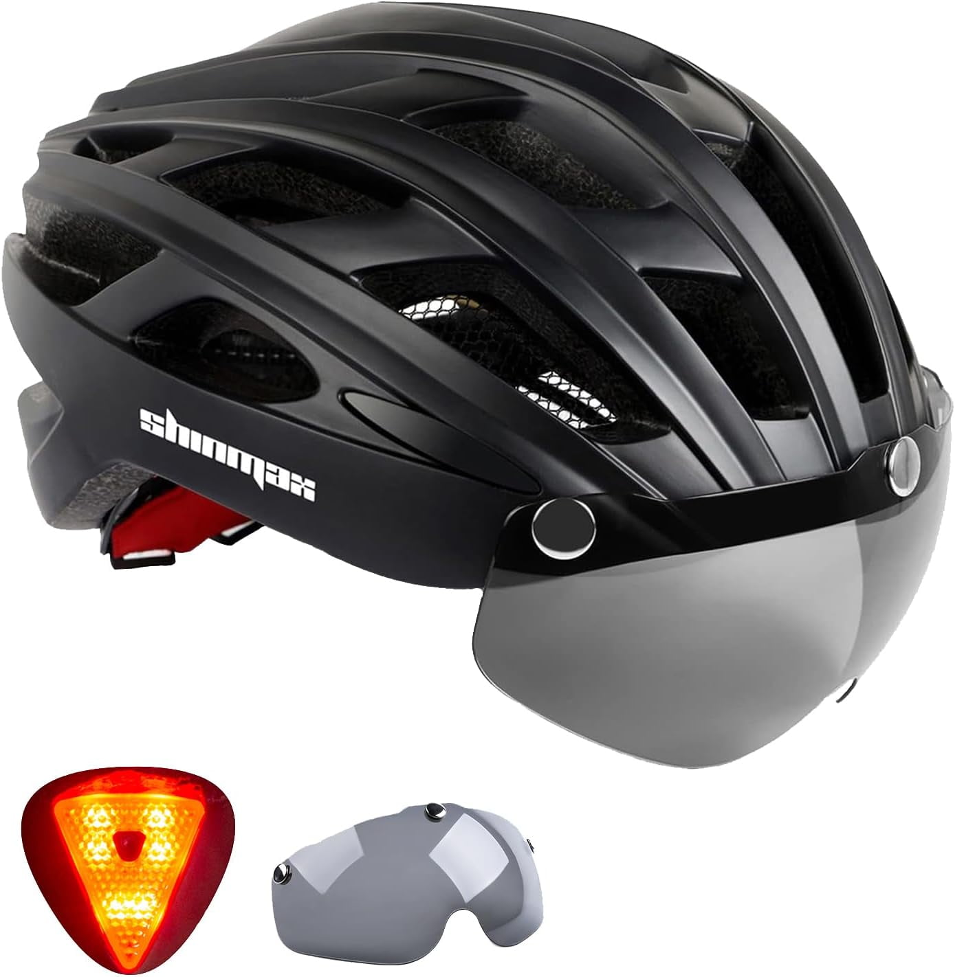 Shinmax Bike Helmet, CPSC/CPC Bike Helmet for Adult Men Women with Magnetic Goggles&Led Back ...