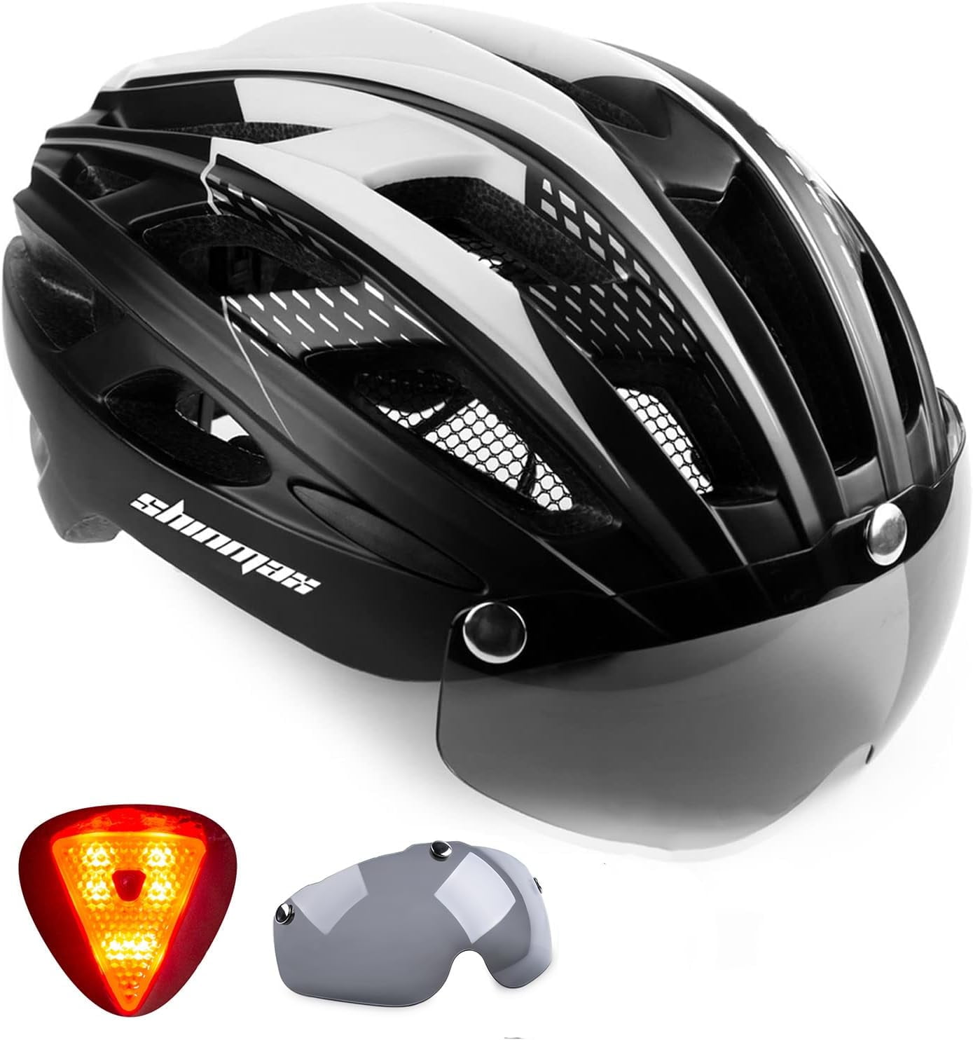 Shinmax Bike Helmet, CPSC/CPC Bike Helmet for Adult Men Women with Magnetic Goggles&Led Back ...