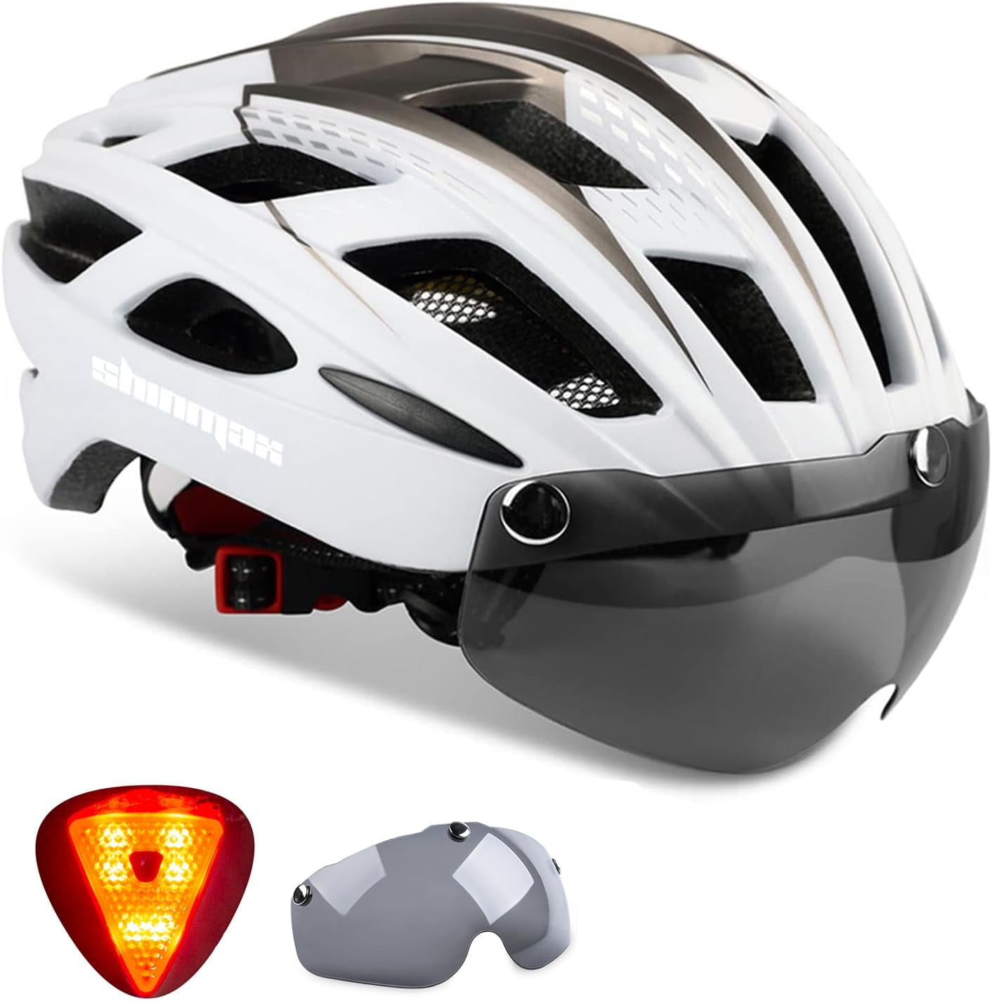 Shinmax Bike Helmet, CPSC/CPC Bike Helmet for Adult Men Women with Magnetic Goggles&Led Back ...