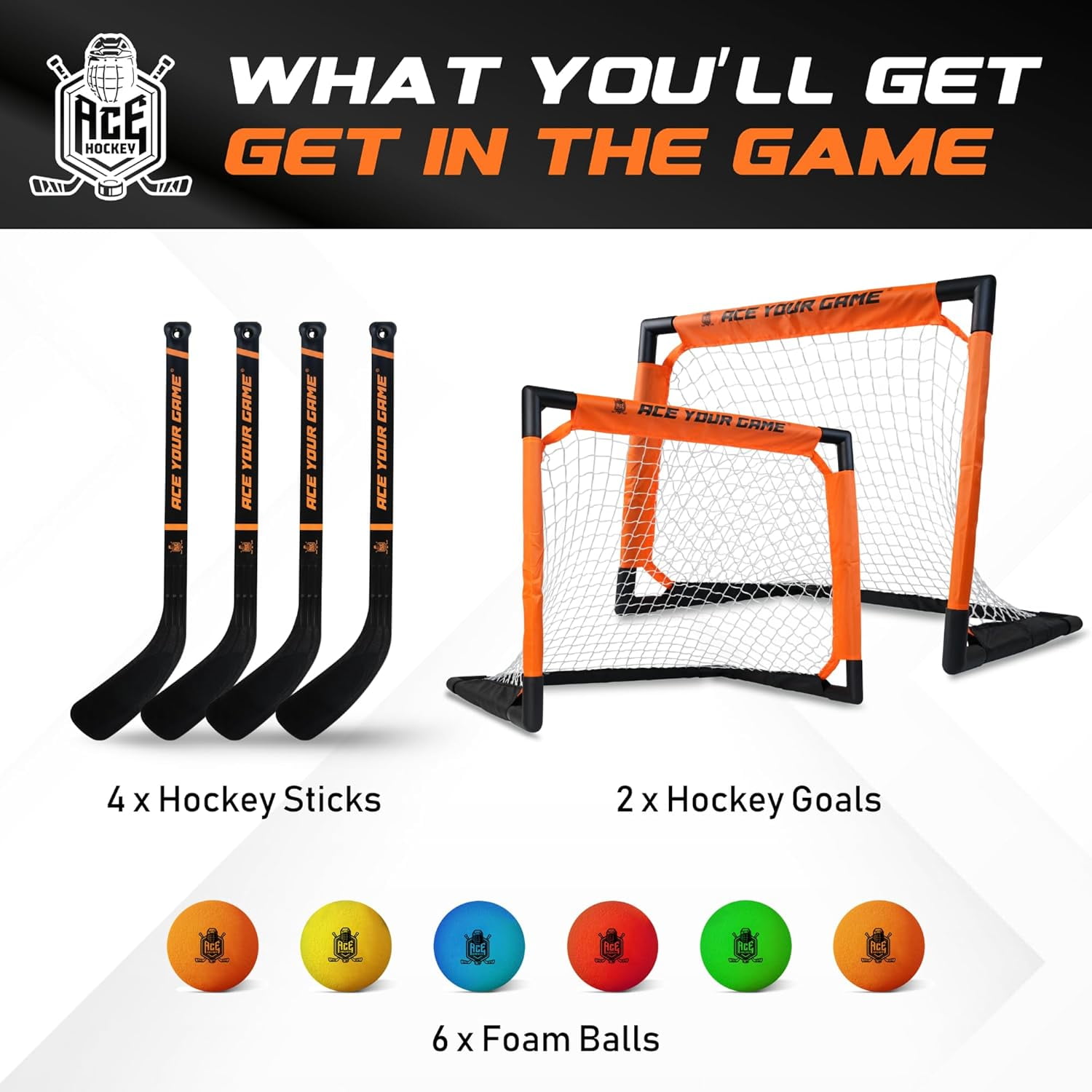 - Shinny Hockey Set - Complete 4-Player Indoor/Outdoor Kit - Knee ...