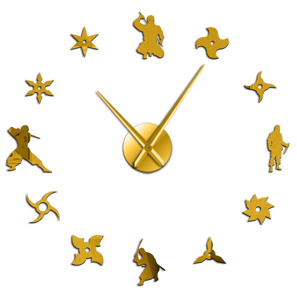 Shinobi Japon Ninja Silouette Frameless Wall Clock Stickers, DIY Modern ...