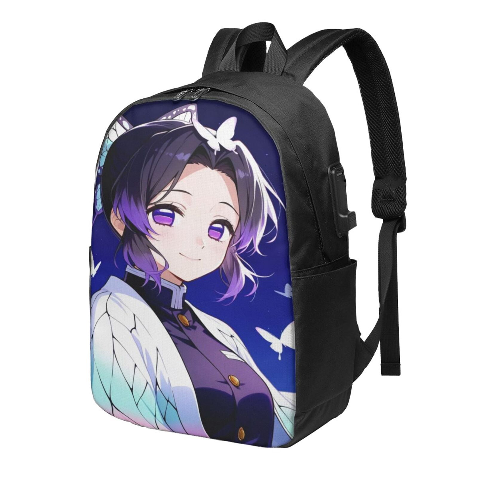Shinobu Kocho Backpack Cartoon 17 Inch Laptop Bags Bookbag with USB ...