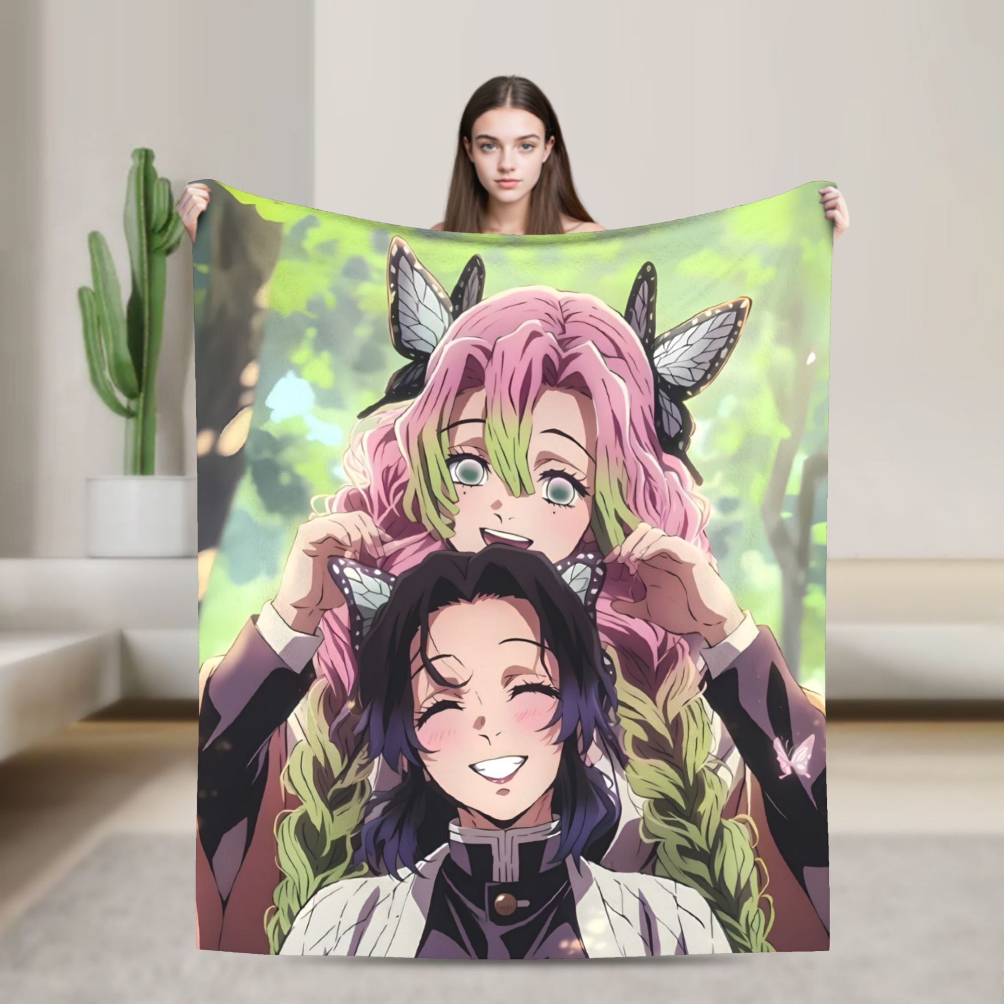 Shinobu Kocho Butterfly Pattern Throw Blanket - Purple Anime Character ...
