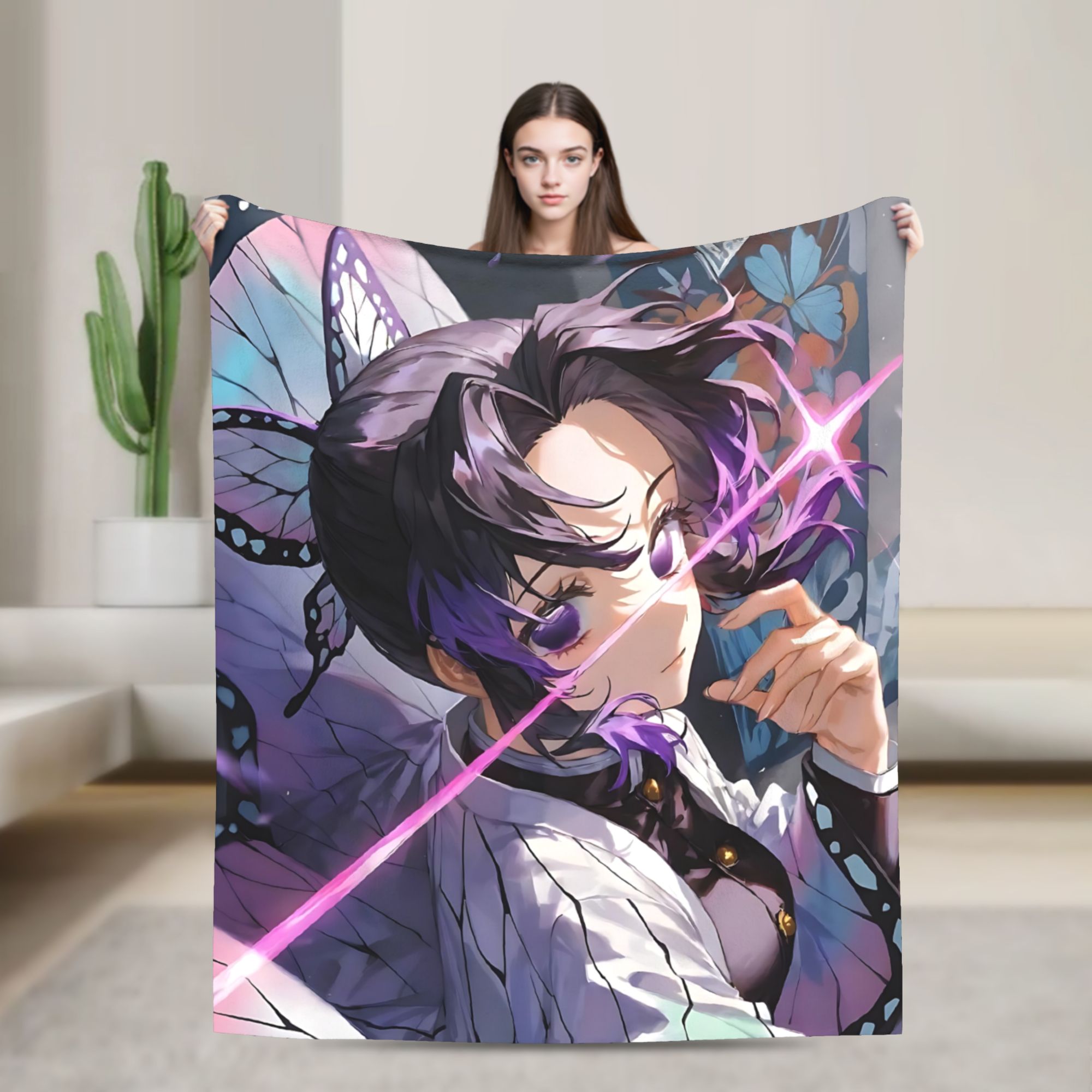 Shinobu Kocho Demon Slayer Gift Blanket - Vibrant Butterfly Haori ...