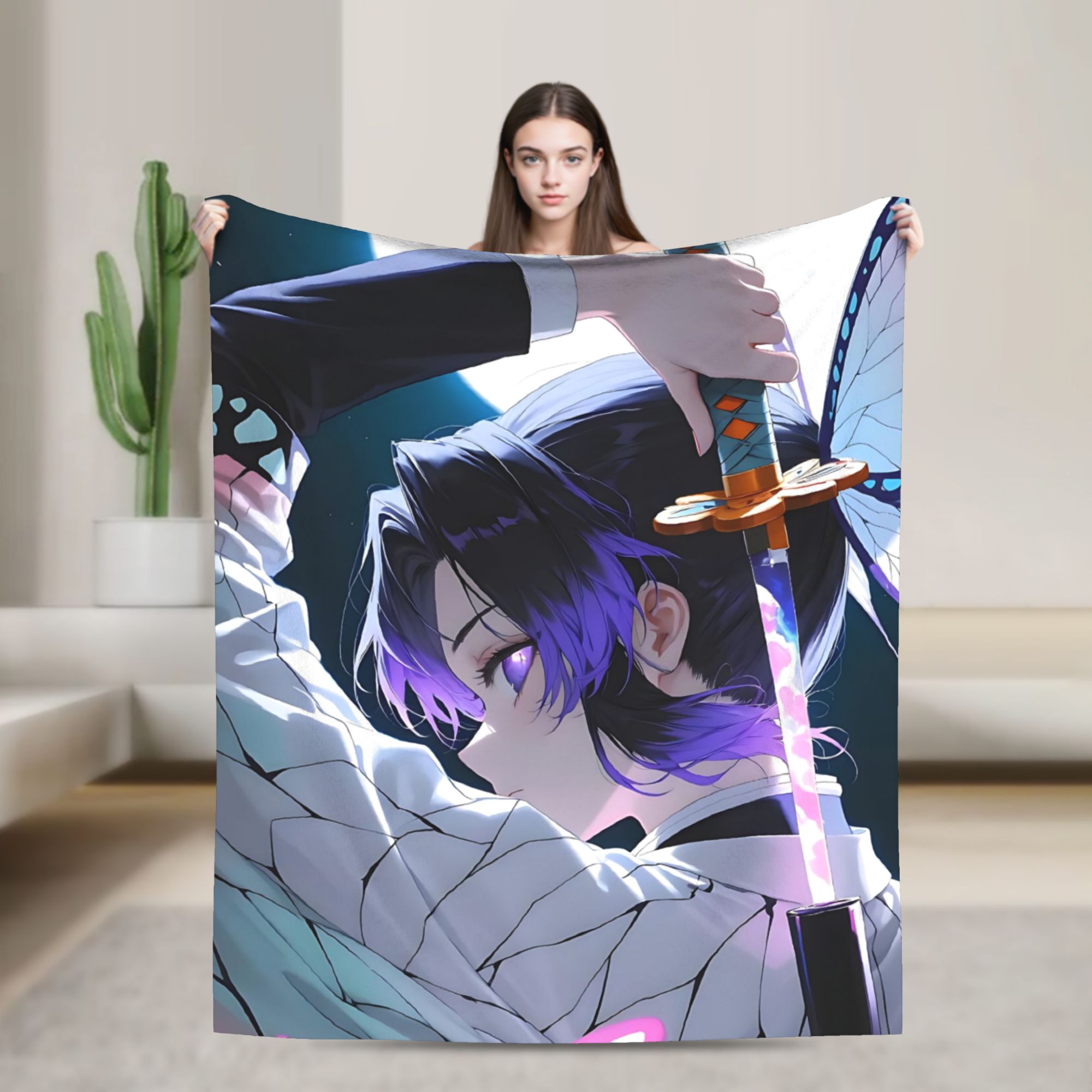 Shinobu Kocho Demon Slayer Gift Blanket - Vibrant Butterfly Haori ...