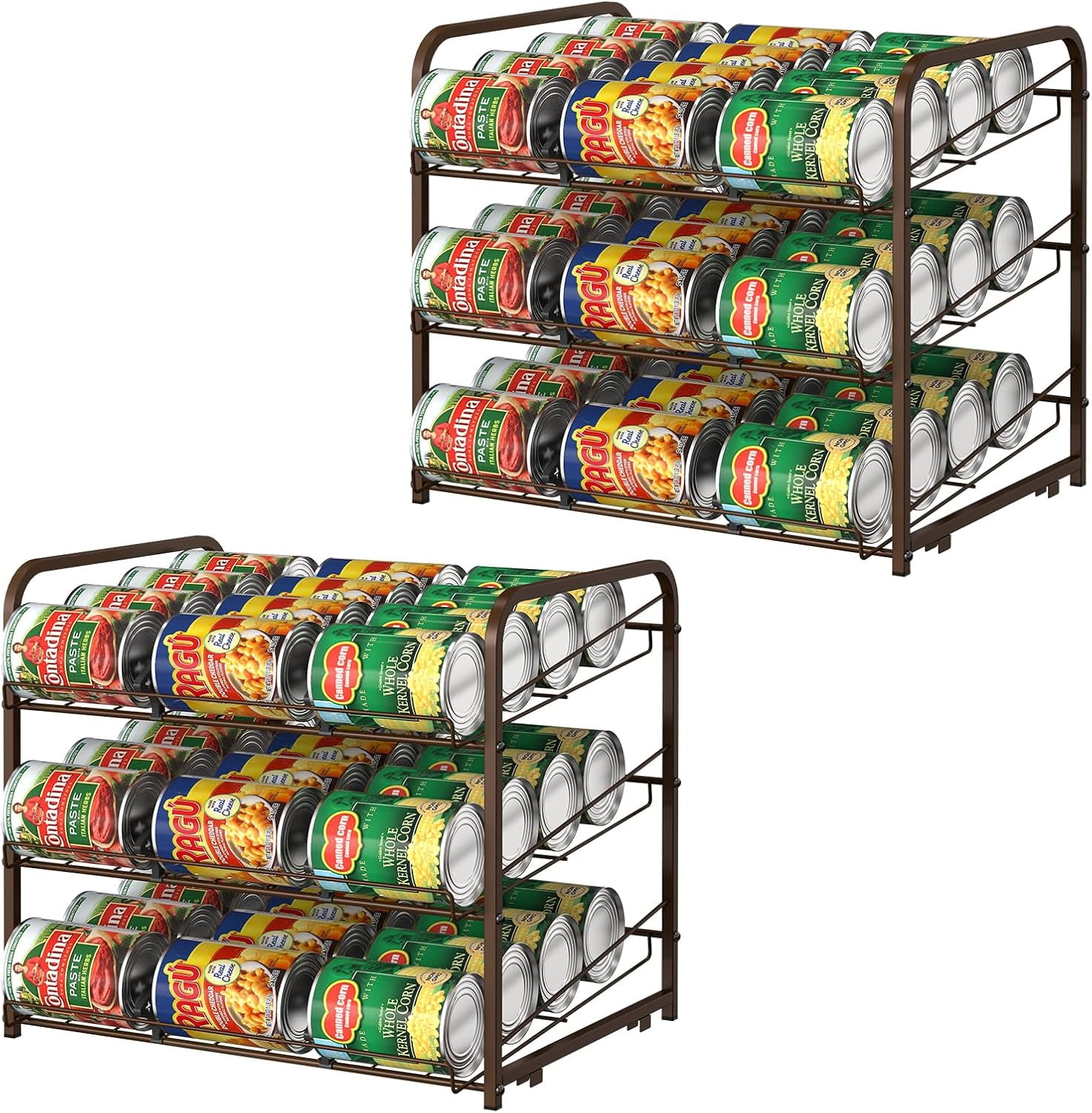 Shinoske Can Organizer for Pantry 2 Pack,3-Tier Stackable Can Organizer 2 in 1 Can Rack,72 ...