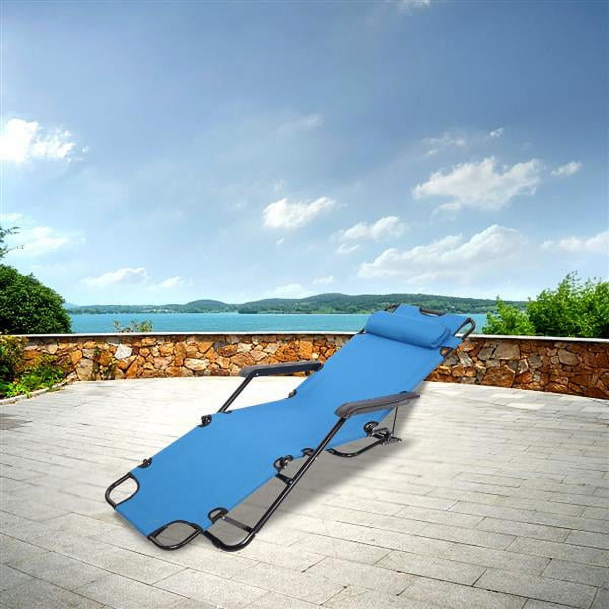 Shinpt Foldable Laying Chair with Detachable Pillow, Beach Lounge Chair ...
