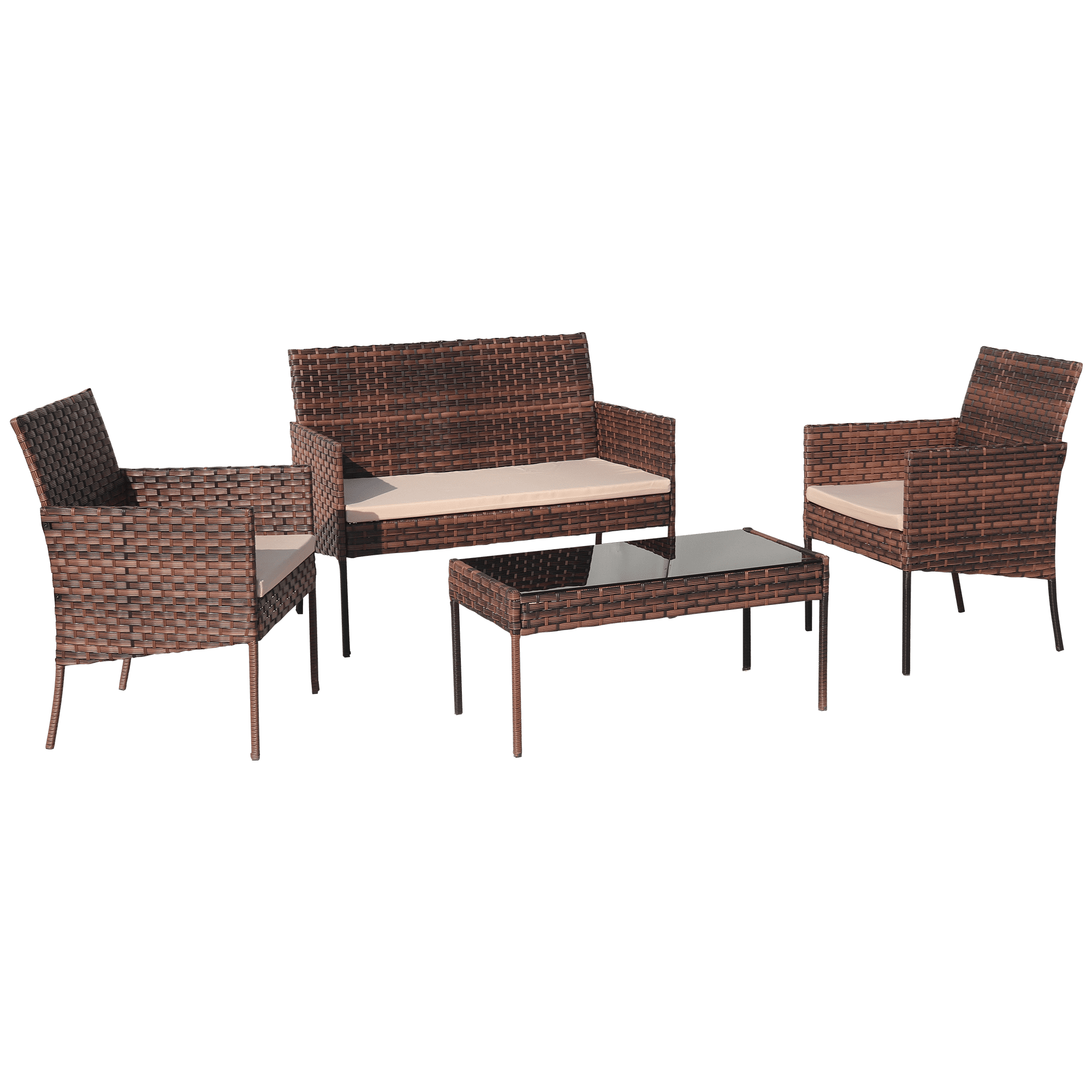 Shinpt Patio Furniture Set 4 Pieces, Rattan Balcony Sets for Graden and ...