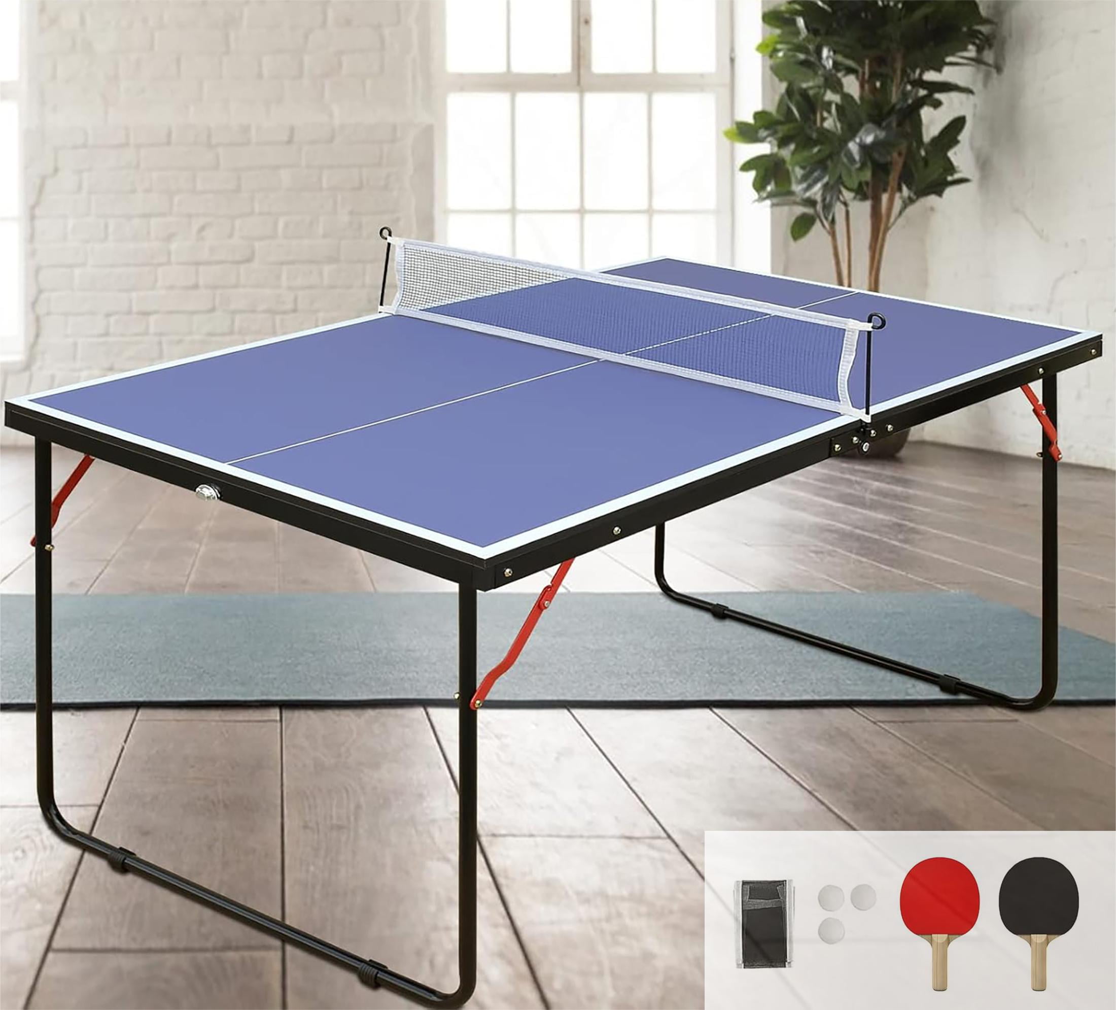 Foldable Table Tennis Table with Clamp Ping Pong Net and Post Set ...