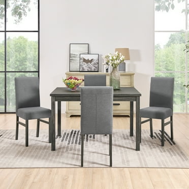 Best Choice Compact 5-Piece Mid-Century Dining Set with 4 Chairs, Beech ...