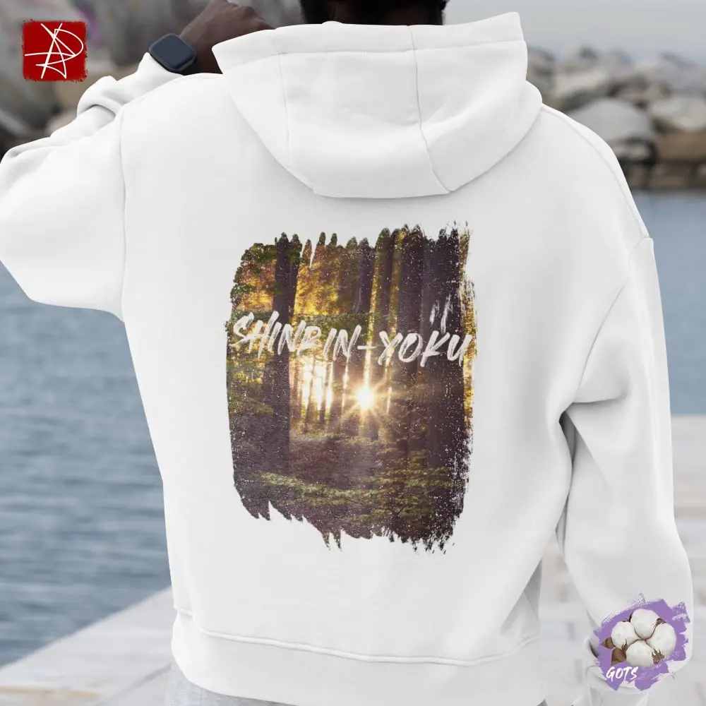 Shinrin-Yoku Organic Cotton Hoodie - Forest Bathing Design - Shinrin ...
