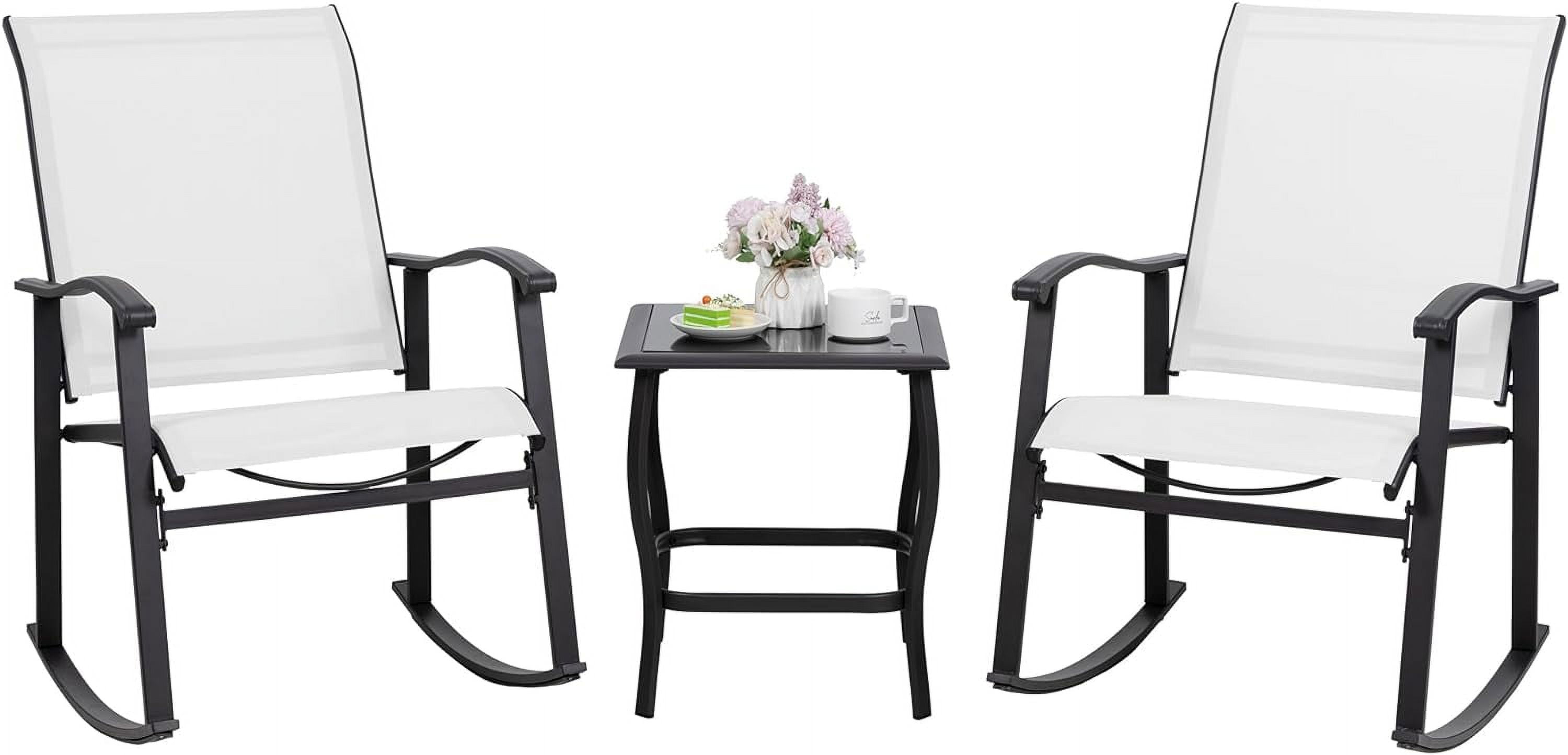 3 Piece Rocking Bistro Set, Outdoor Furniture with Rocker Chairs and ...