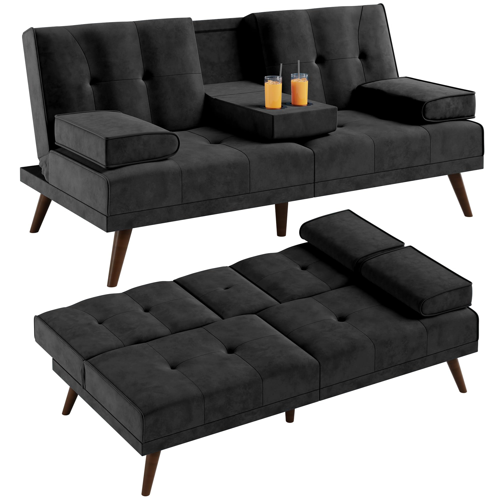 Shintenchi Futon Sofa Bed, Convertible Couch Bed Loveseat, Modern Futon ...