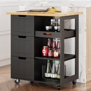 Ella Rhae Microwave Kitchen Cart, Black - Walmart.com