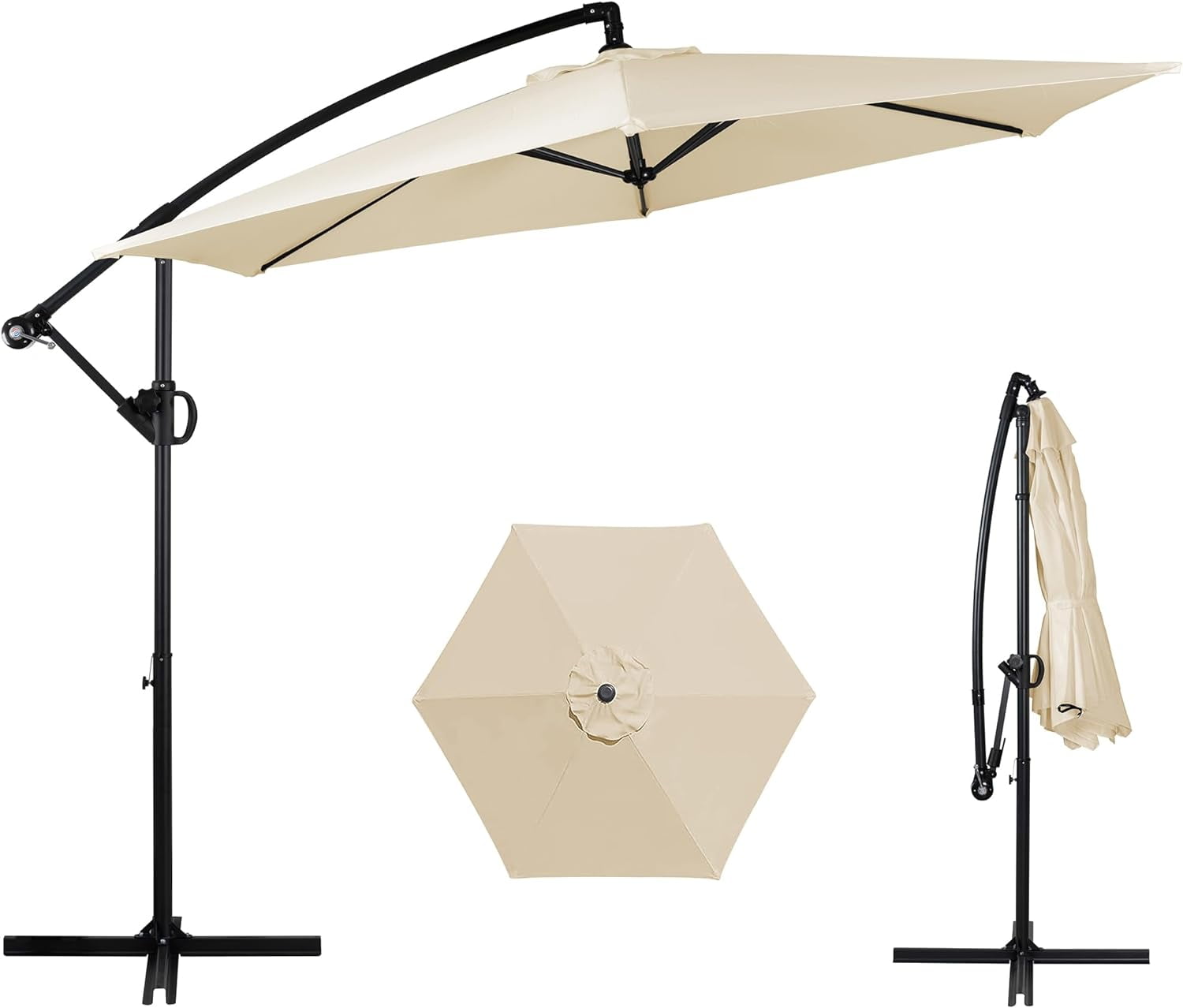 Shintenchi Patio Offset Umbrella with Easy Tilt Adjustment,Crank and ...