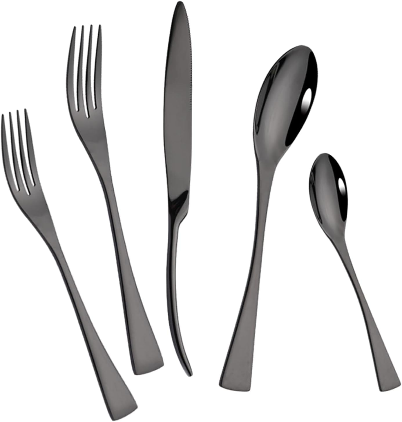 Shiny Black Silverware Set Serve for 4, 20 Pieces Heavy Stainless Steel ...