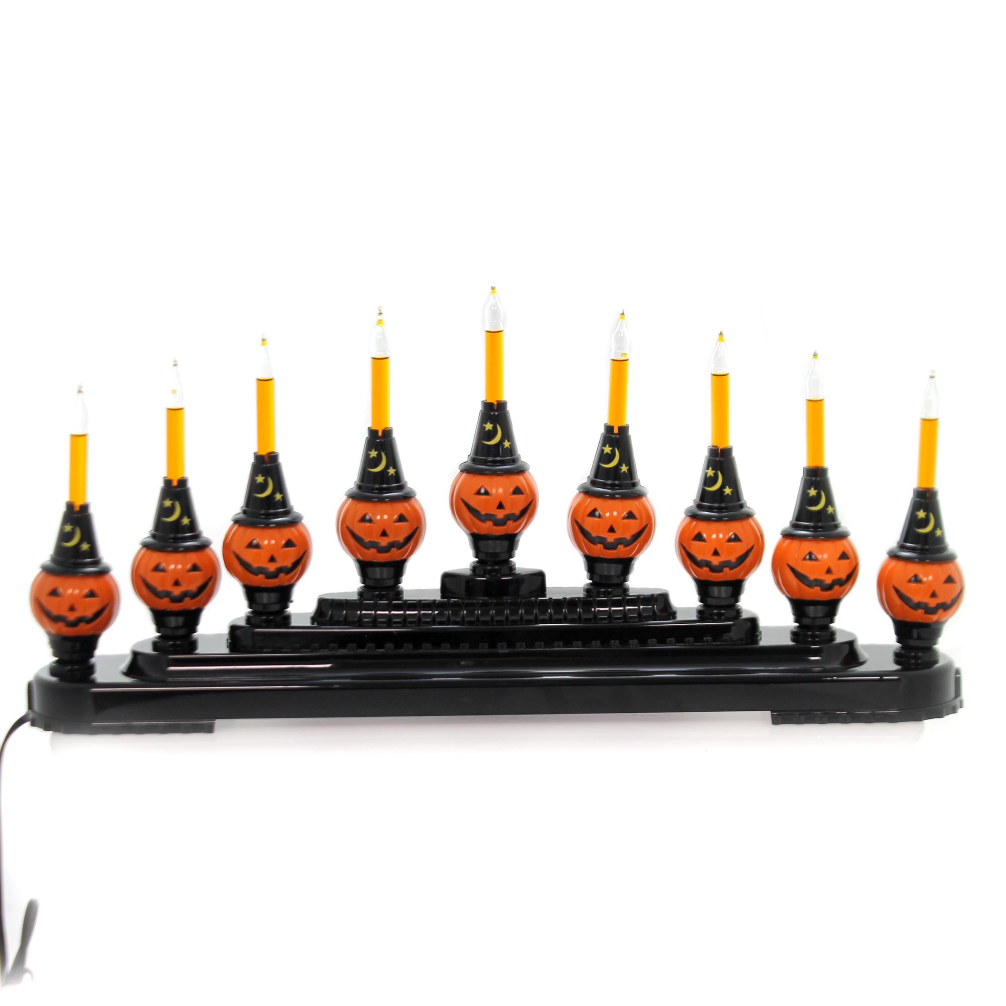 Shiny Brite 9 Lamp Bubble Brite Pumpkin Plastic Candolier Halloween ...