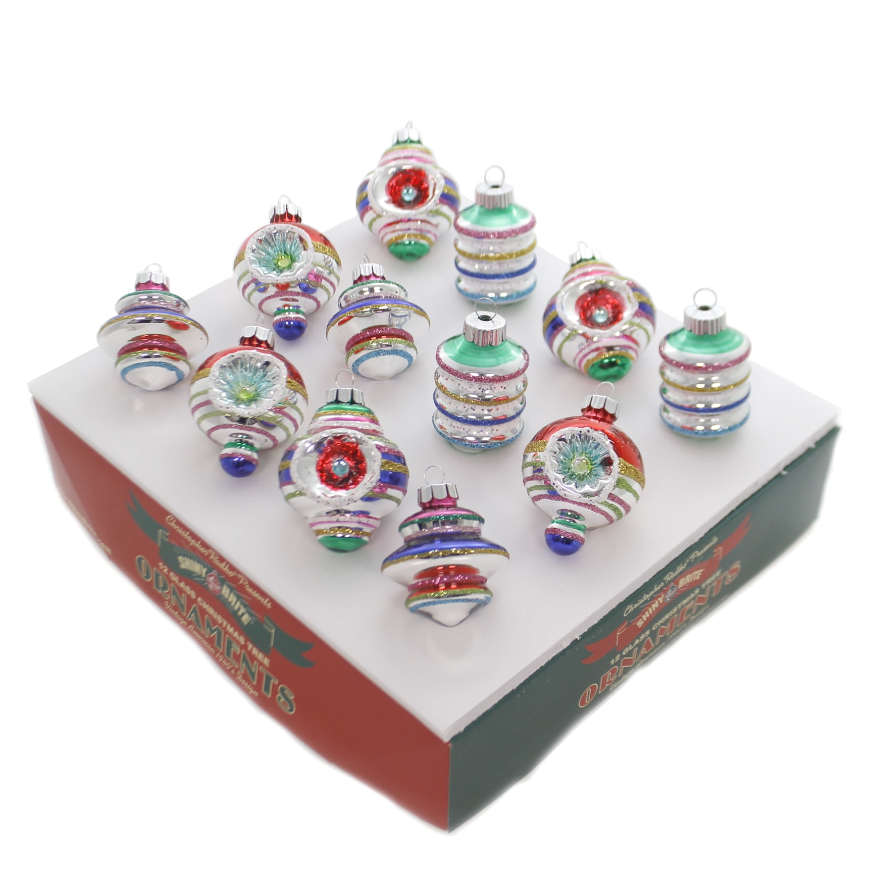 Shiny Brite Cc Decorated Shapes Glass Ornaments 4027602 - Walmart.com