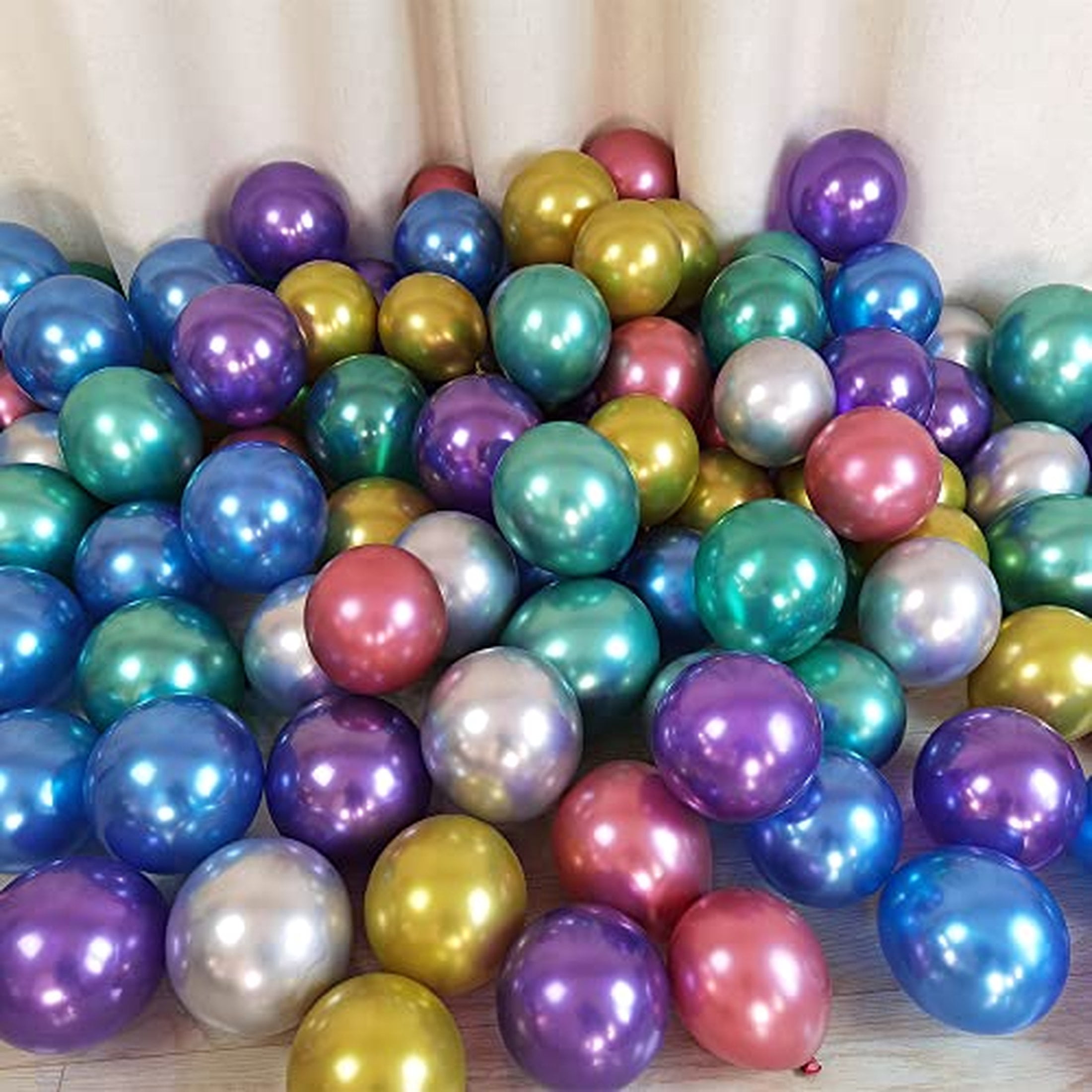 Shiny Celebration Balloons - 100 Pack of 5" Metallic Chrome Latex ...