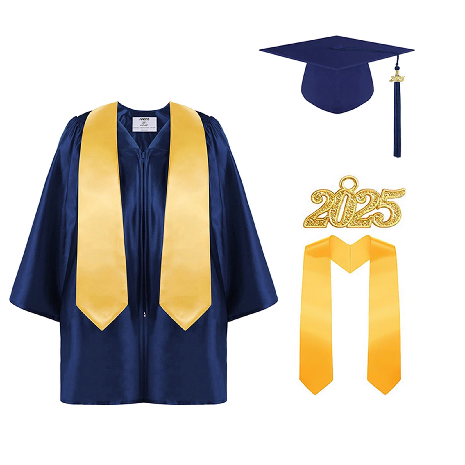 Shiny Child Graduation Cap, Gown, Tassel and 2025 Charm Set ...