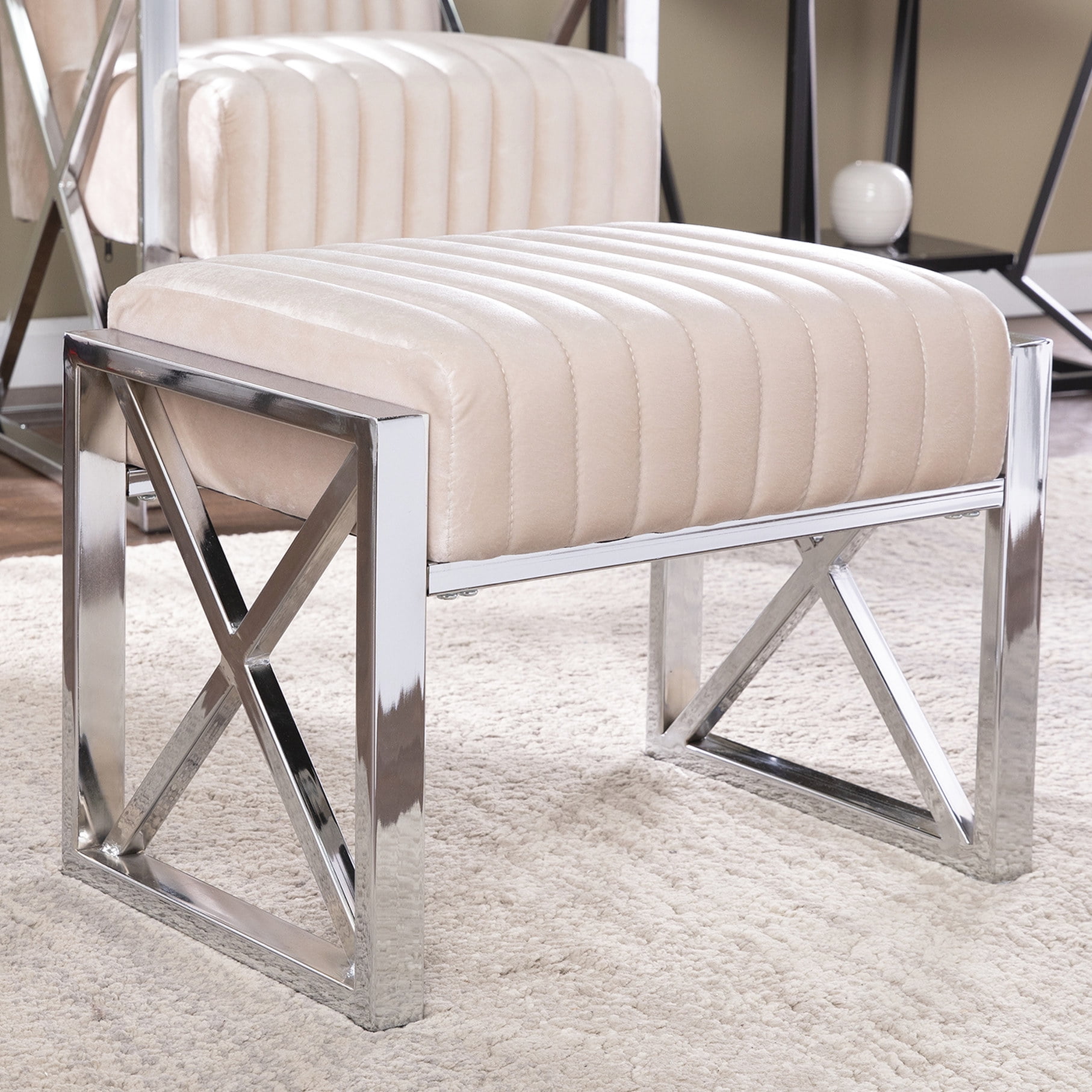 Shiny Chrome + Square Ottoman - Different Home Corners, Glamorous and ...