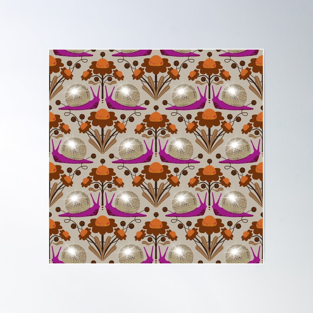 Shiny Disco Snails 1 Poster Wall Art, Modern Wall Decor For Living Room ...