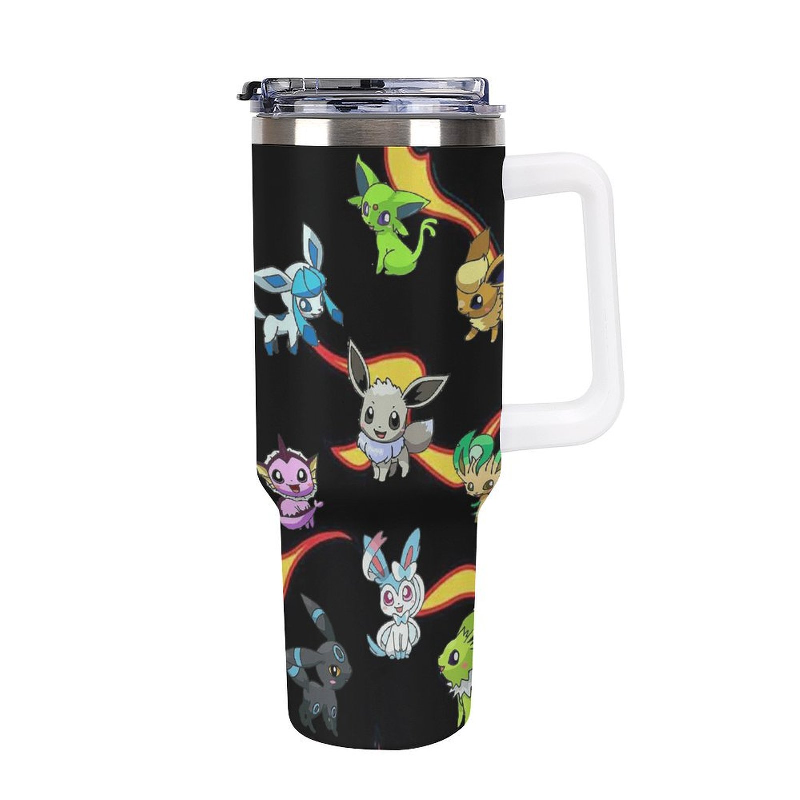 Shiny Eevee Car Cup Tumbler with Handle & Straw 40 Oz Cupholder Water ...