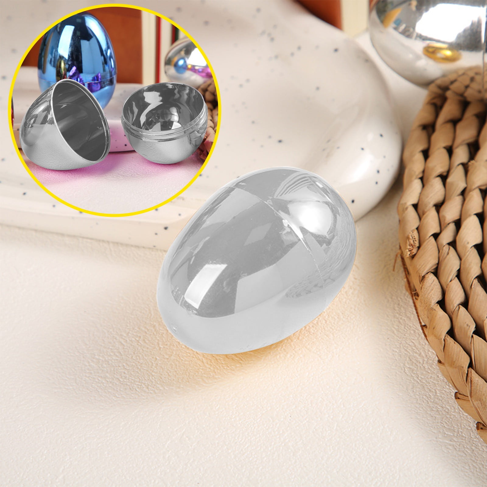 Shiny Fillable Easter Eggs Set, 2.36-Inch Plastic Eggs for Candy ...