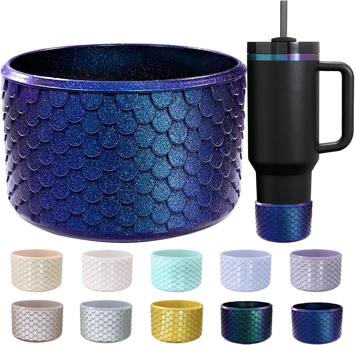 Shiny Fish Scale Design Silicone Boot for Hydroflask IceFlow Owala ...