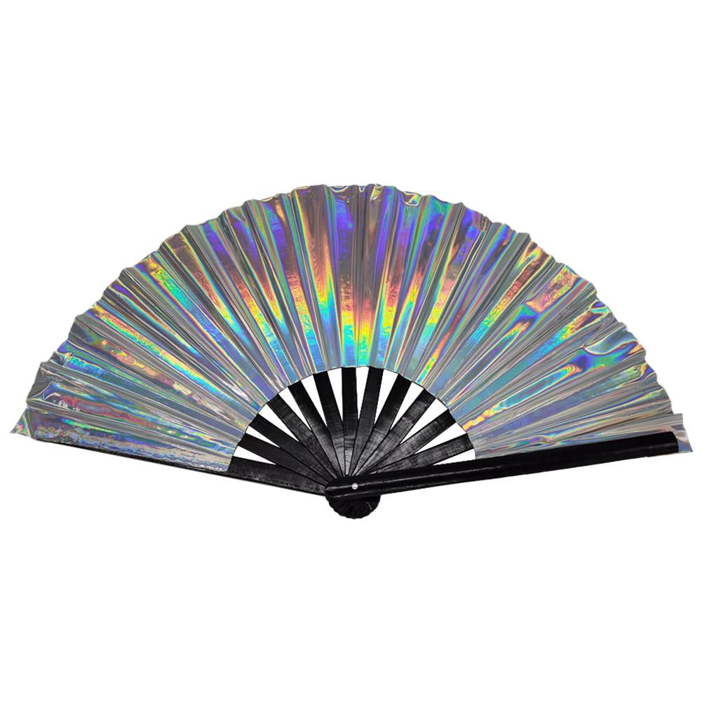 Shiny Foldable Rave Hand Fan with Clacking Sound нπ φв