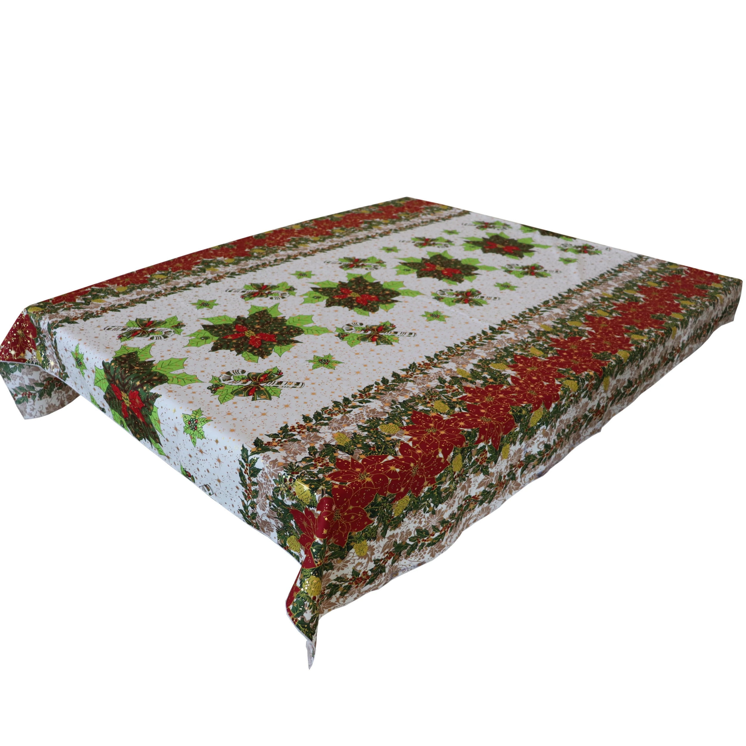 Shiny Gold Accents on Large Christmas Patterns Decorative Tablecloth ...