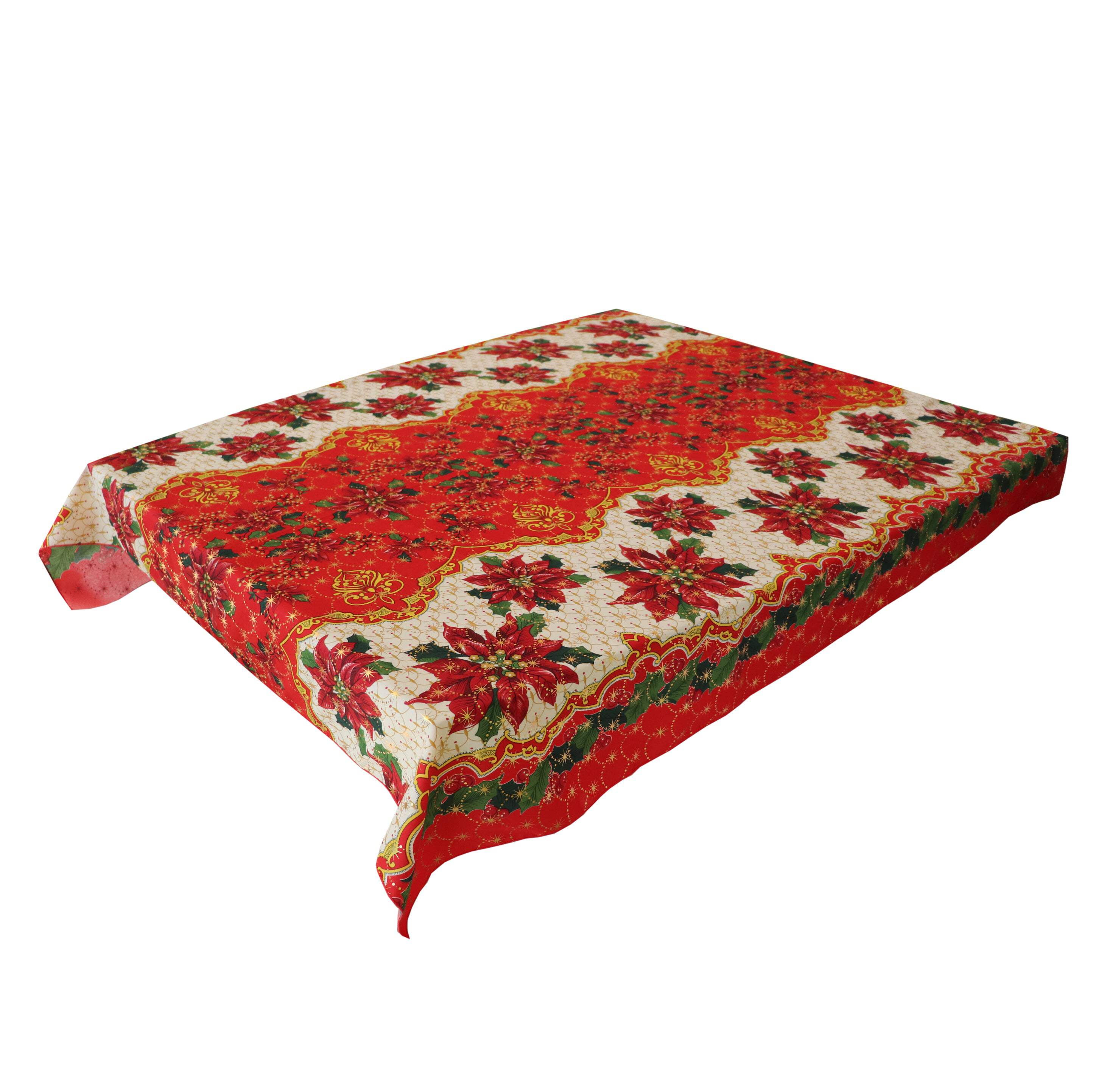 Shiny Gold Accents on Large Christmas Patterns Decorative Tablecloth ...