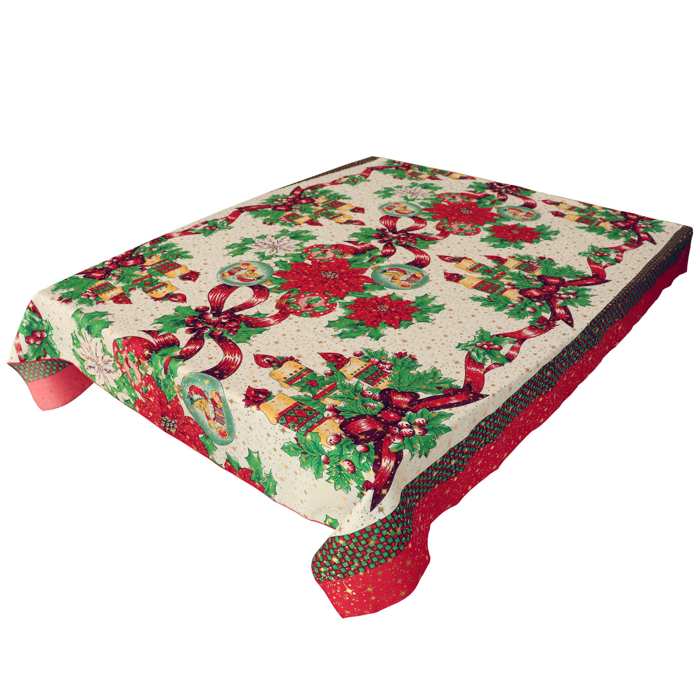 Shiny Gold Accents on Large Christmas Patterns Decorative Tablecloth ...