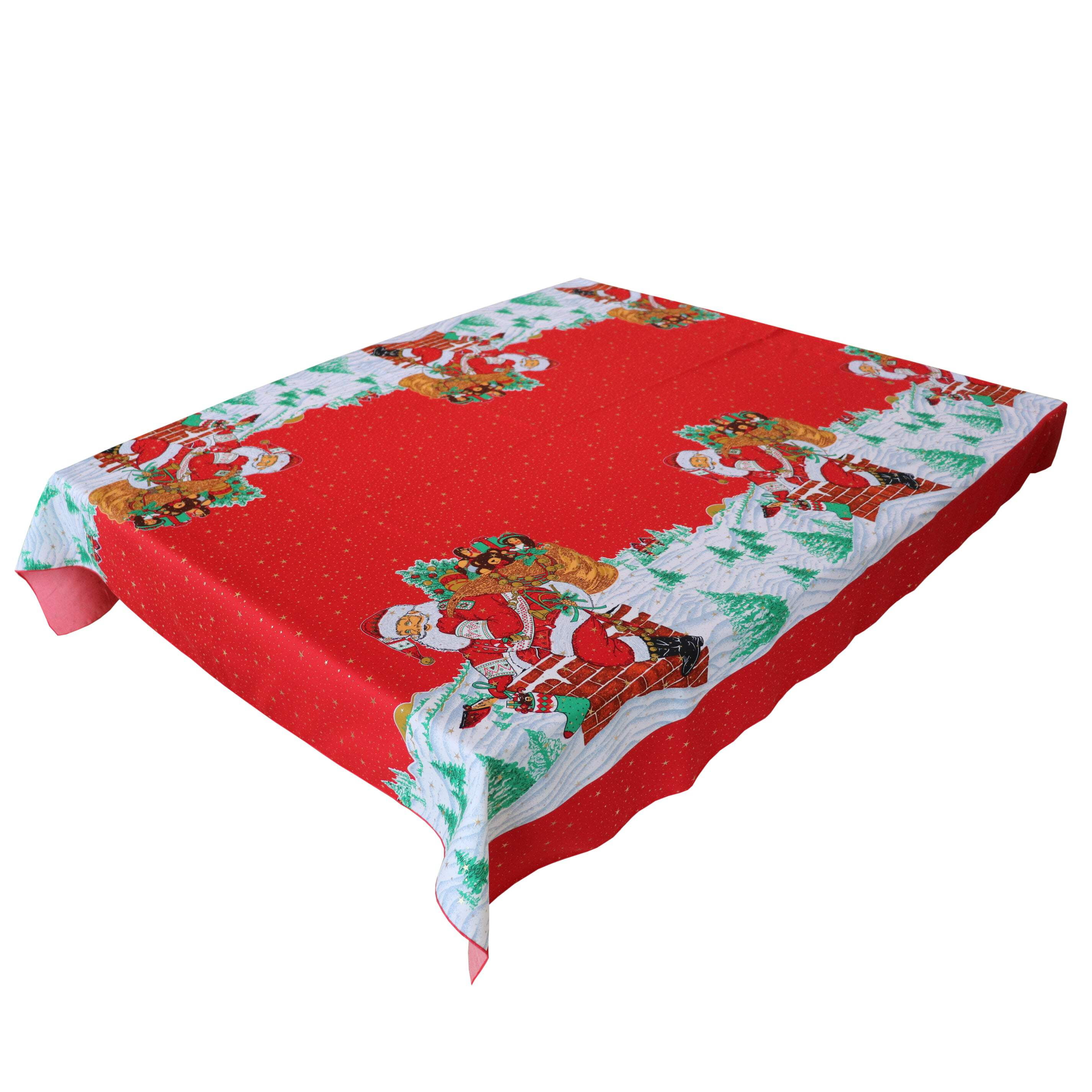 Shiny Gold Accents on Large Christmas Patterns Decorative Tablecloth ...