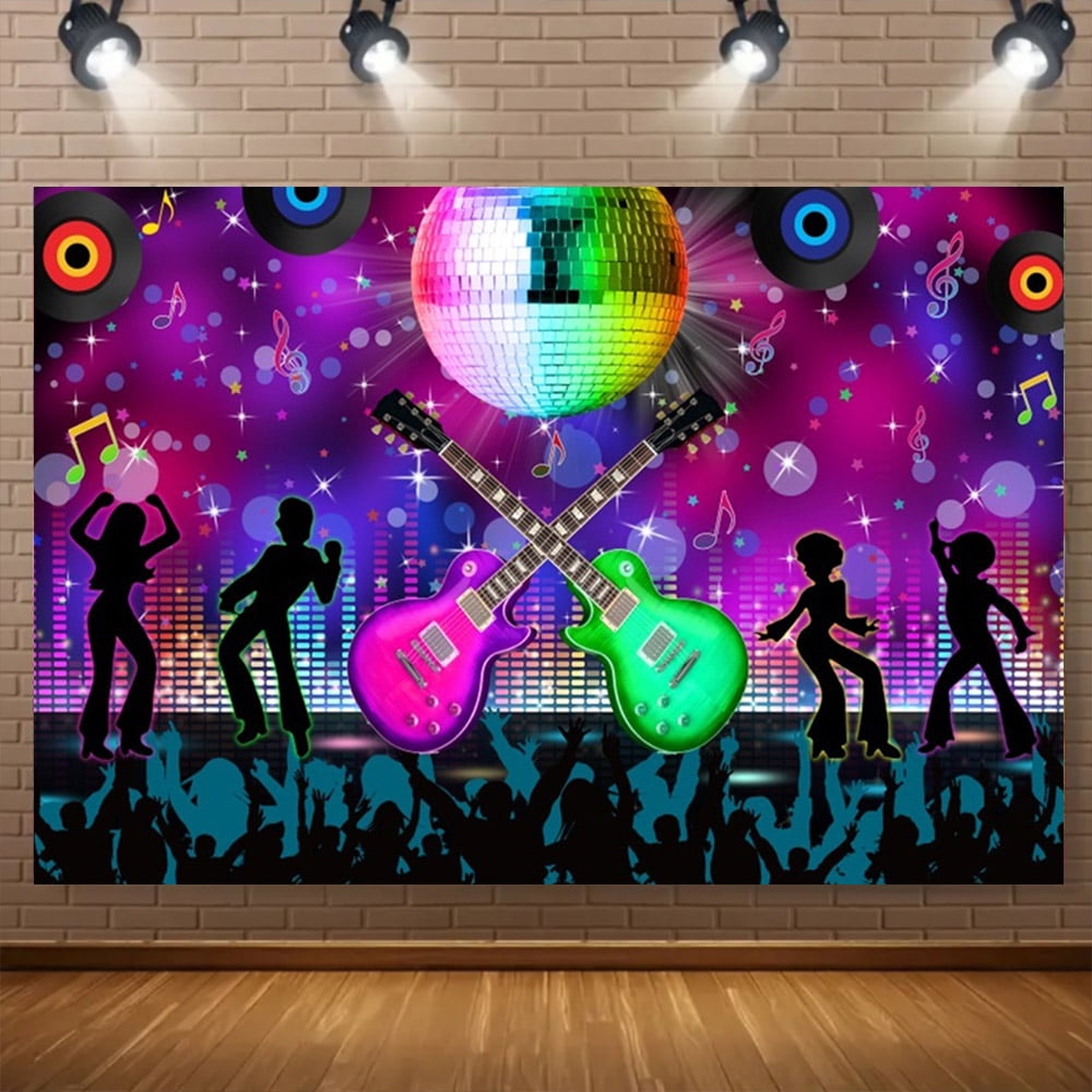 Shiny Gold Disco Panels Theme Birthday Party Decor Club Neon Music Ball ...