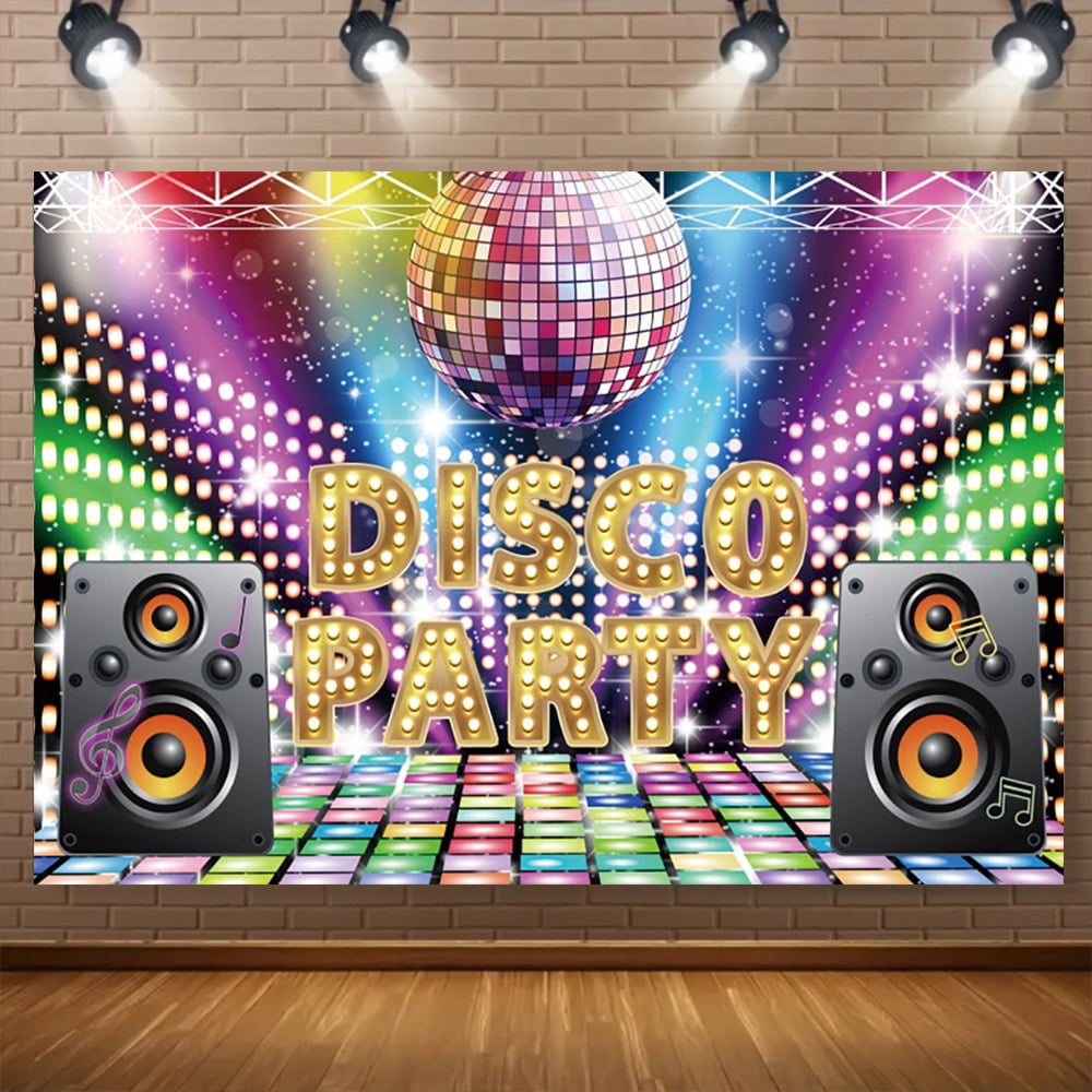 Shiny Gold Disco Panels Theme Birthday Party Decor Club Neon Music Ball ...