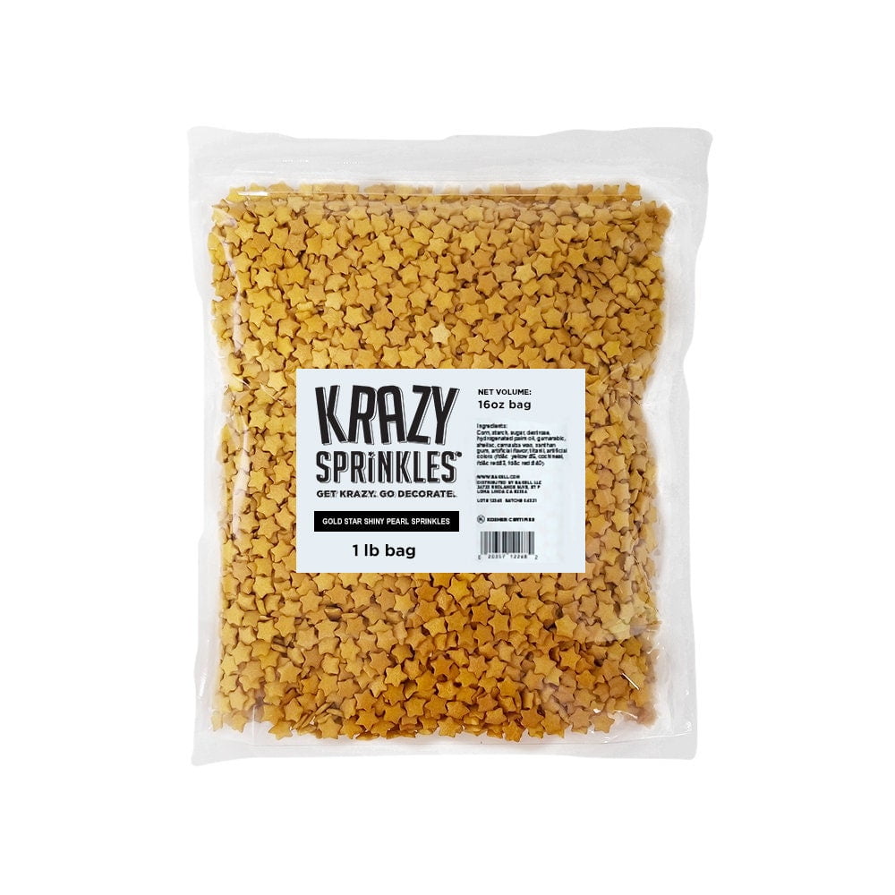 Shiny Gold Pearl Star Shaped Sprinkles (1lb, 1x Bag) Candy Decor for ...