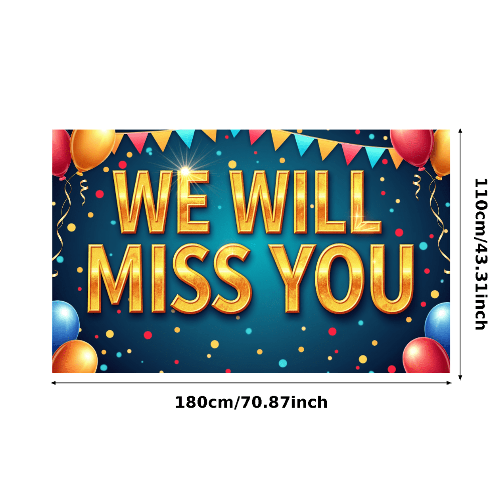 Shiny Golden We Will Miss You Banner Party Decoration Background ...