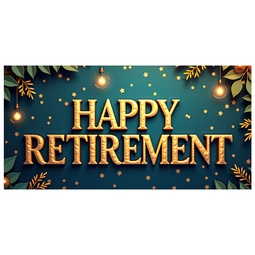 Shiny Happy Retirement Banner with Butterfly and Star Elements Backdrop ...
