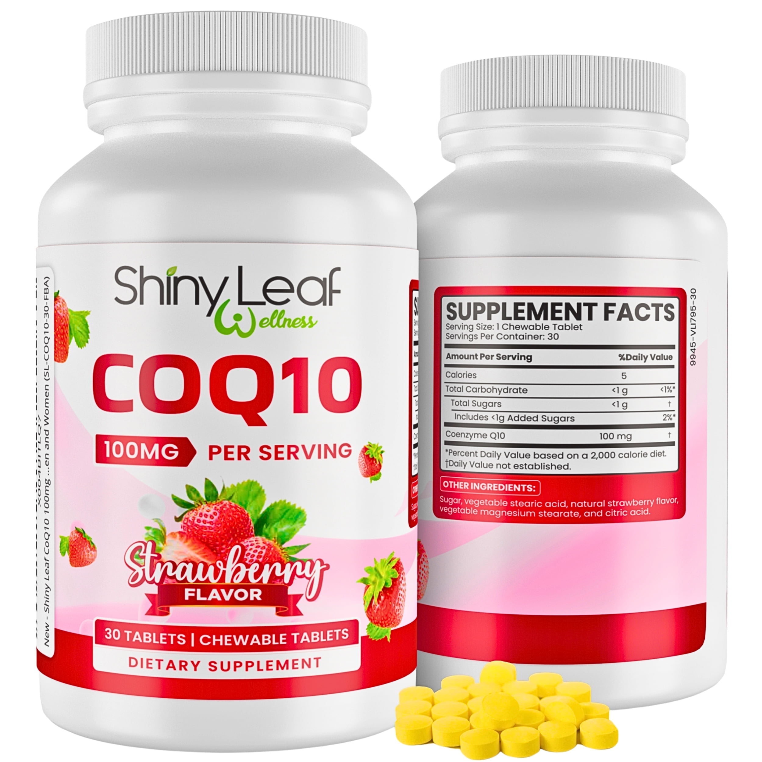 Shiny Leaf CoQ10 100mg - Chewable CoQ10 Supplement - Coenzyme Q10 for ...