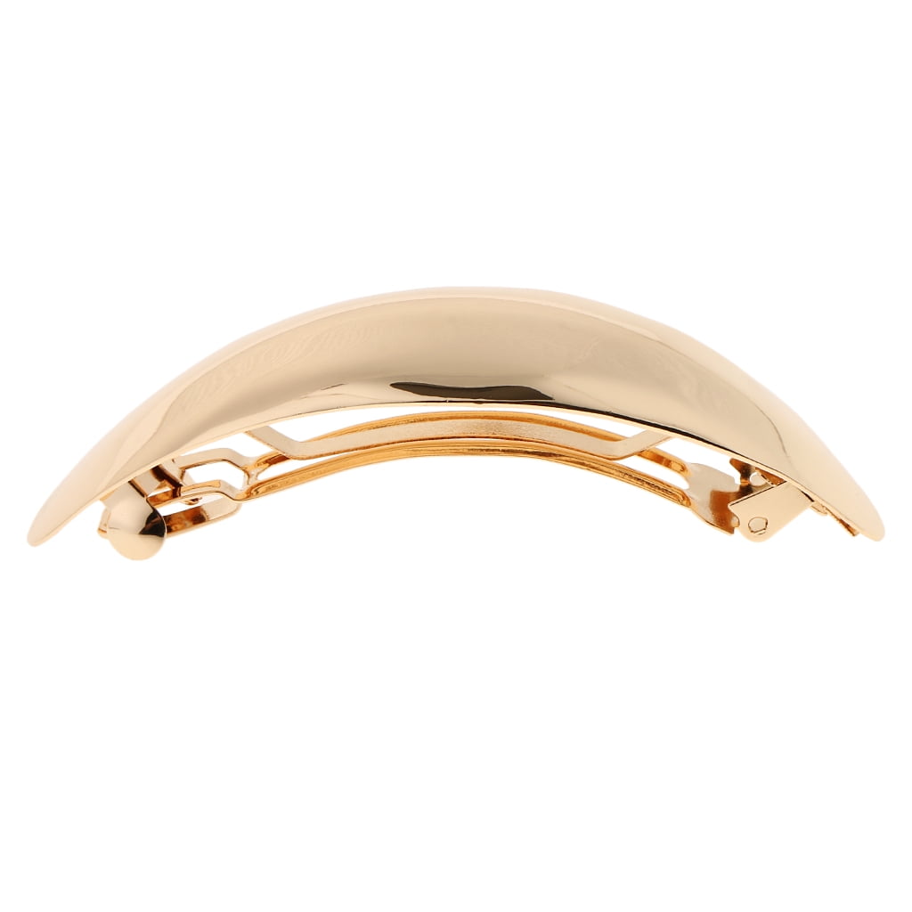 Shiny Metal Curved Oval Volume French Barrette Clasp Hair Accessories ...