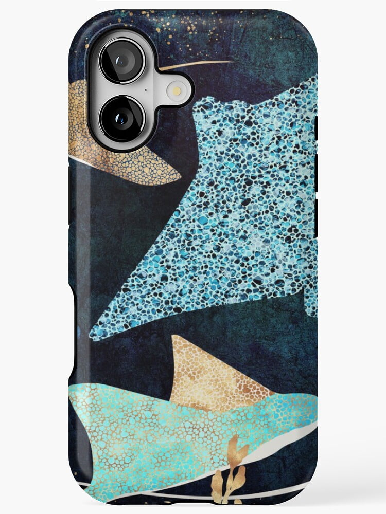 Shiny Metallic Stingray Ocean Art iPhone Case 11 12 13 14 15 16 17 Pro ...