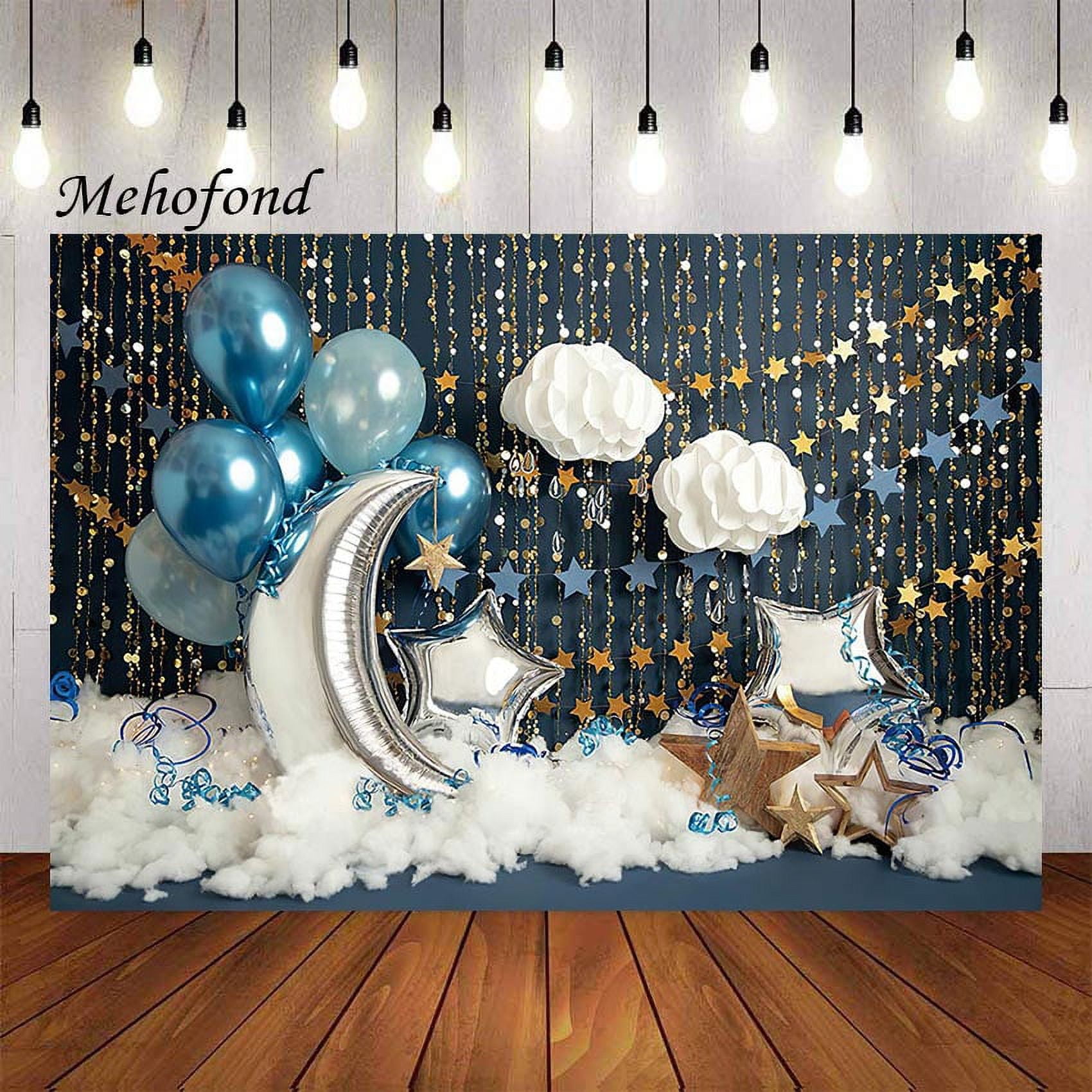 Shiny Moon Cloud Kids Birthday Party Cake Smash Portrait r Photo ...