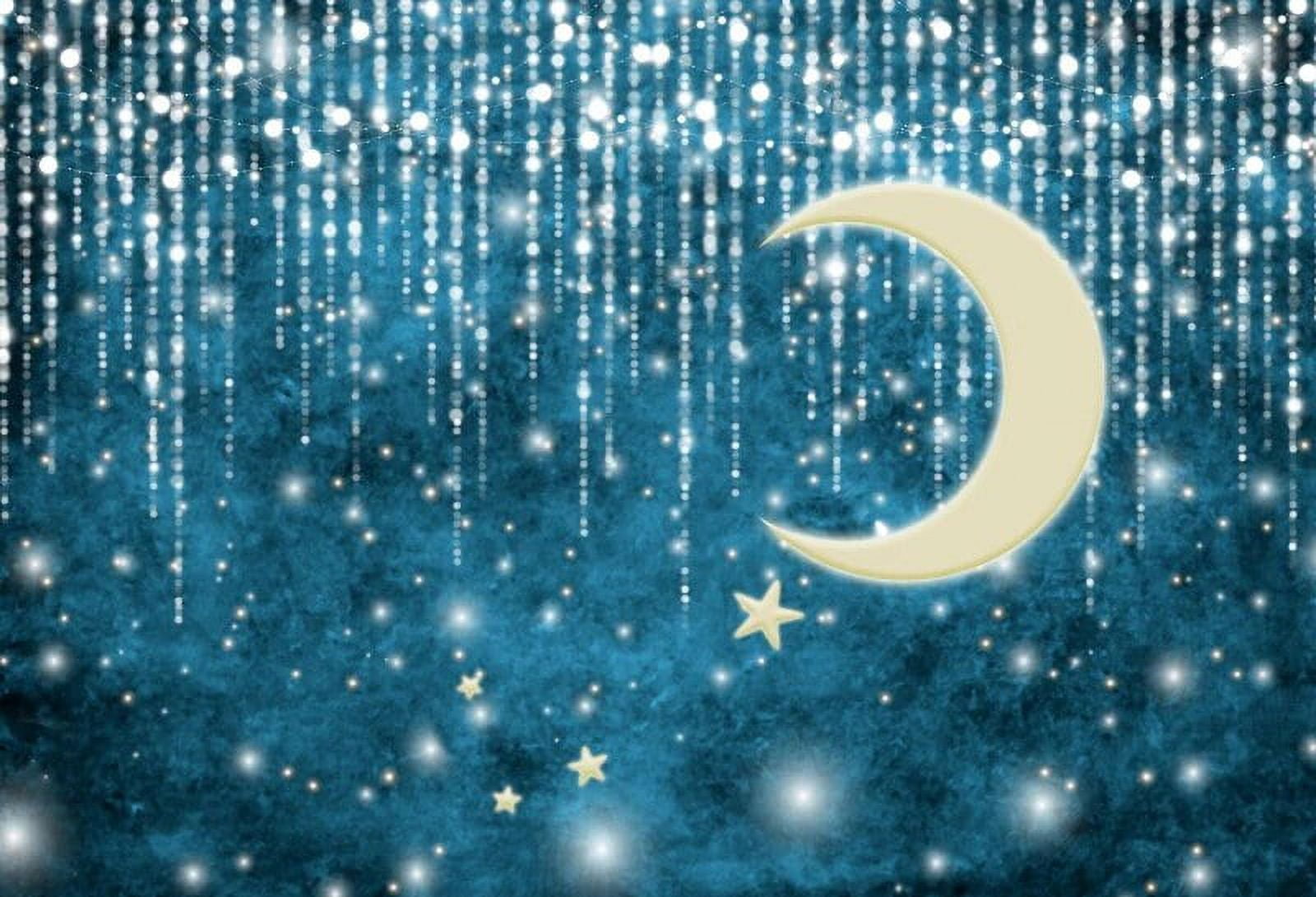 Shiny Moon Stars Background Night Twinkle Starry Sky Baby Shower Kids ...