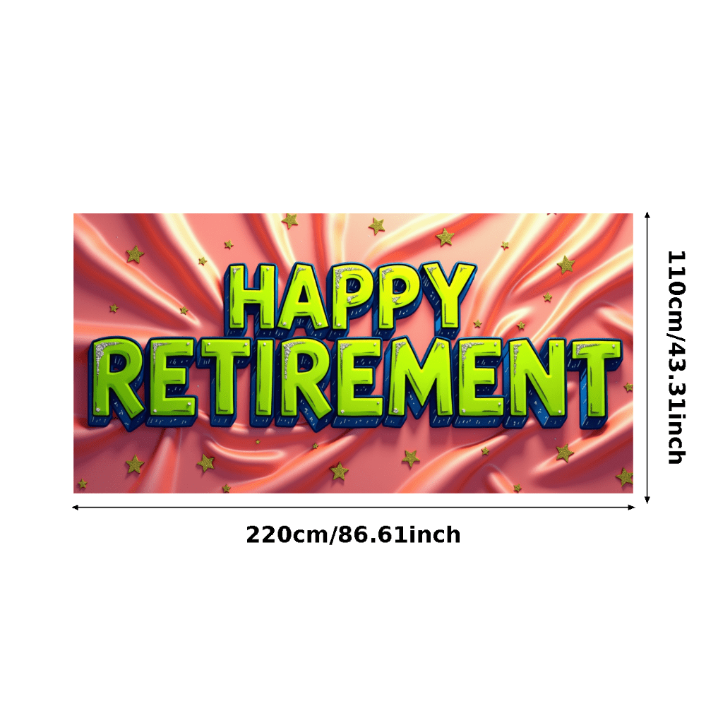 Shiny Orange Happy Retirement Banner with Butterfly Elements on Blue ...