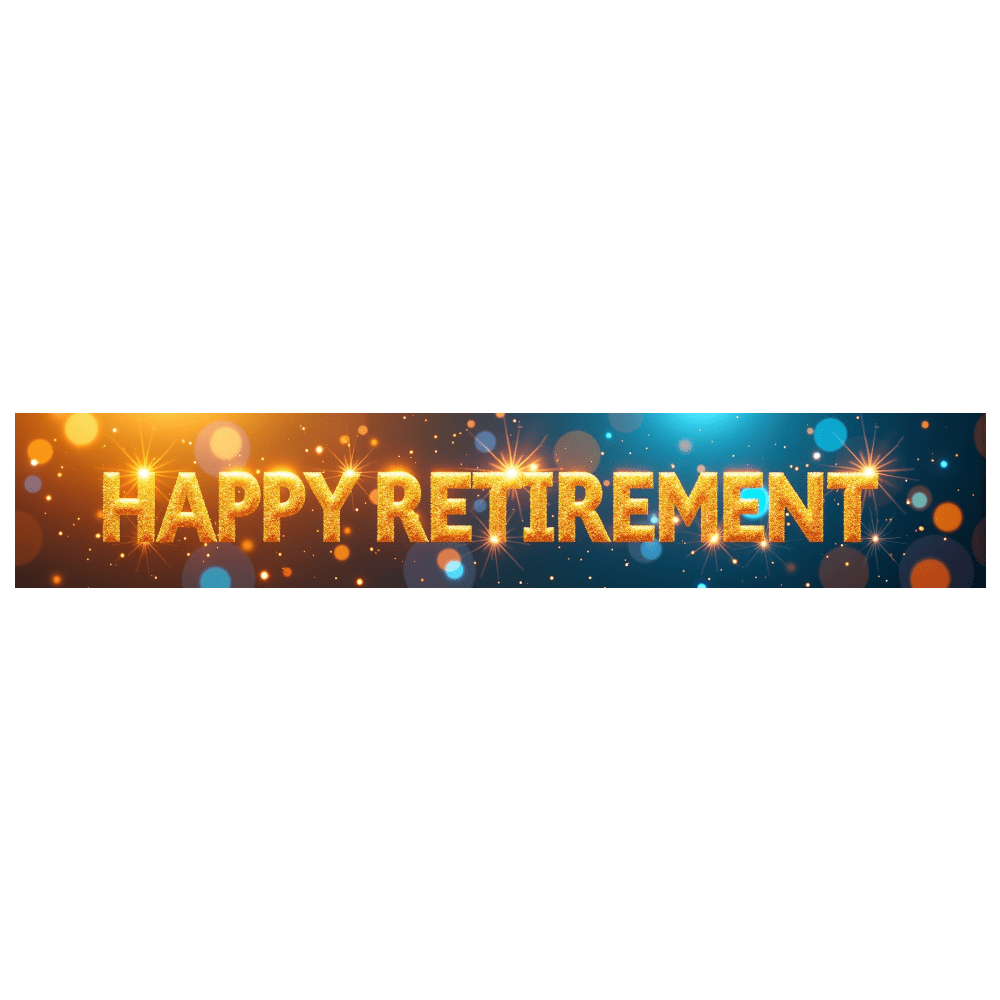 Shiny Orange Happy Retirement Banner with Butterfly Elements on Blue ...