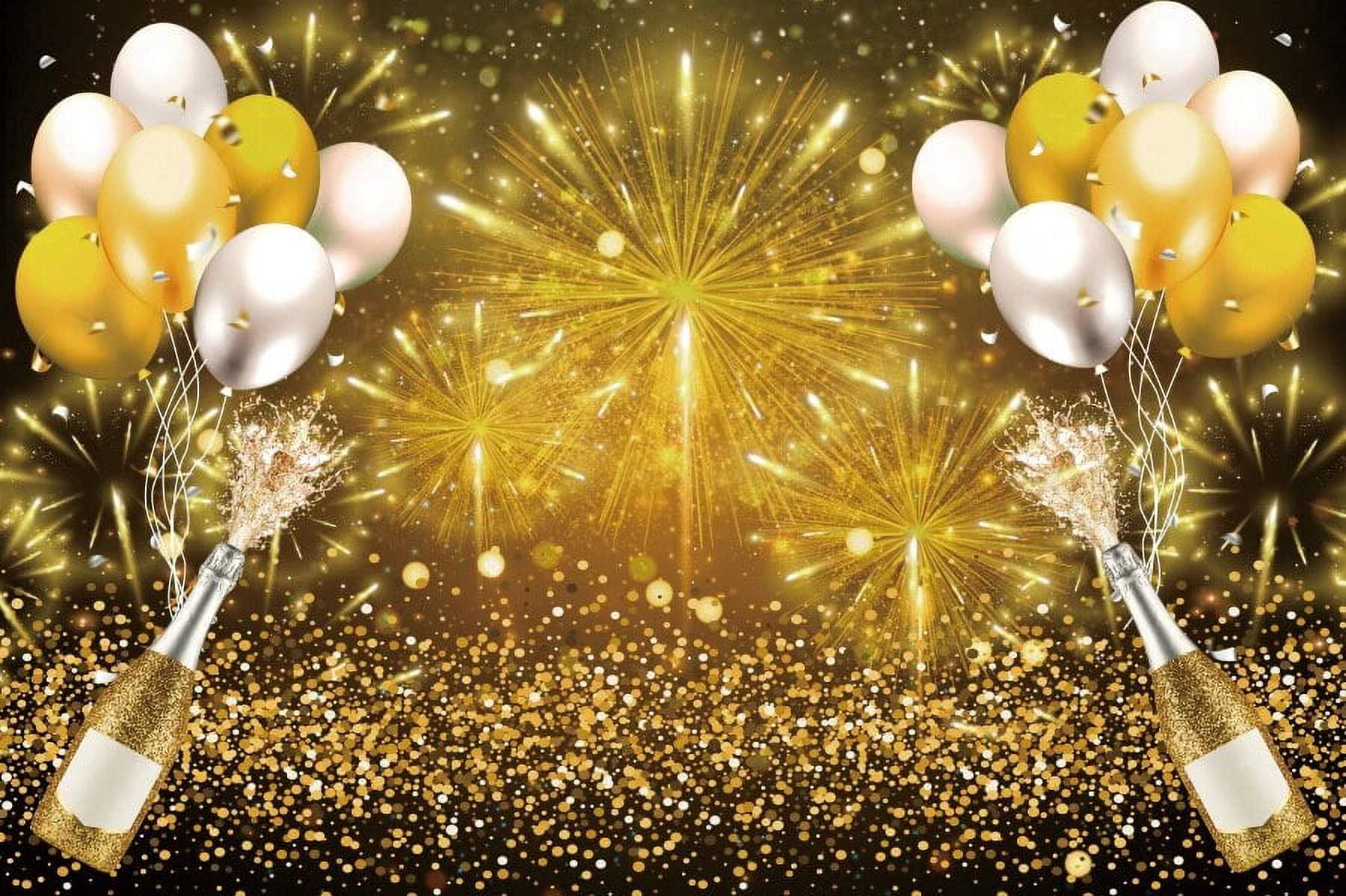 Shiny Polka Dot Birthday Background s Balloon Gold Champagne Backdrop ...