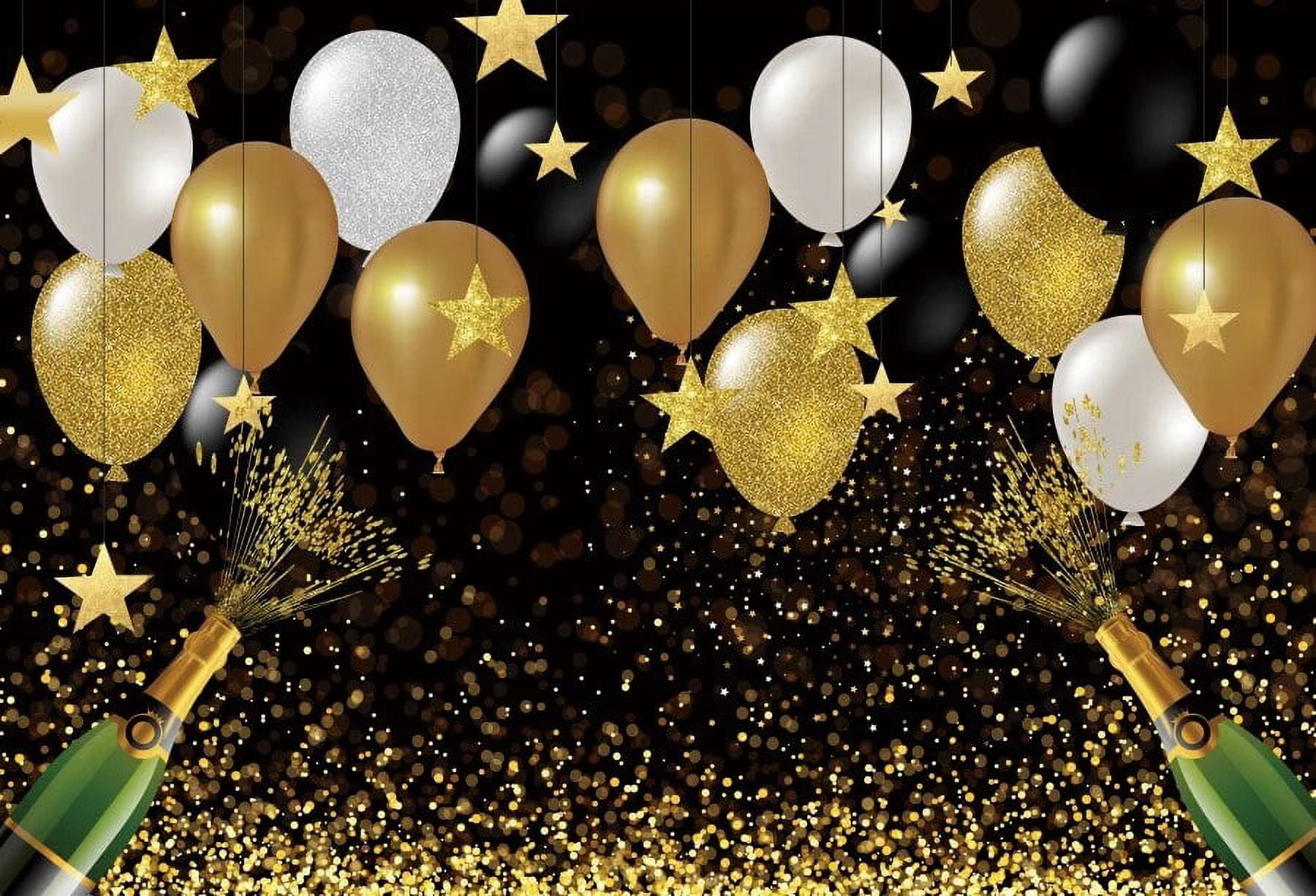 Shiny Polka Dot Birthday Background s Balloon Gold Champagne Backdrop ...